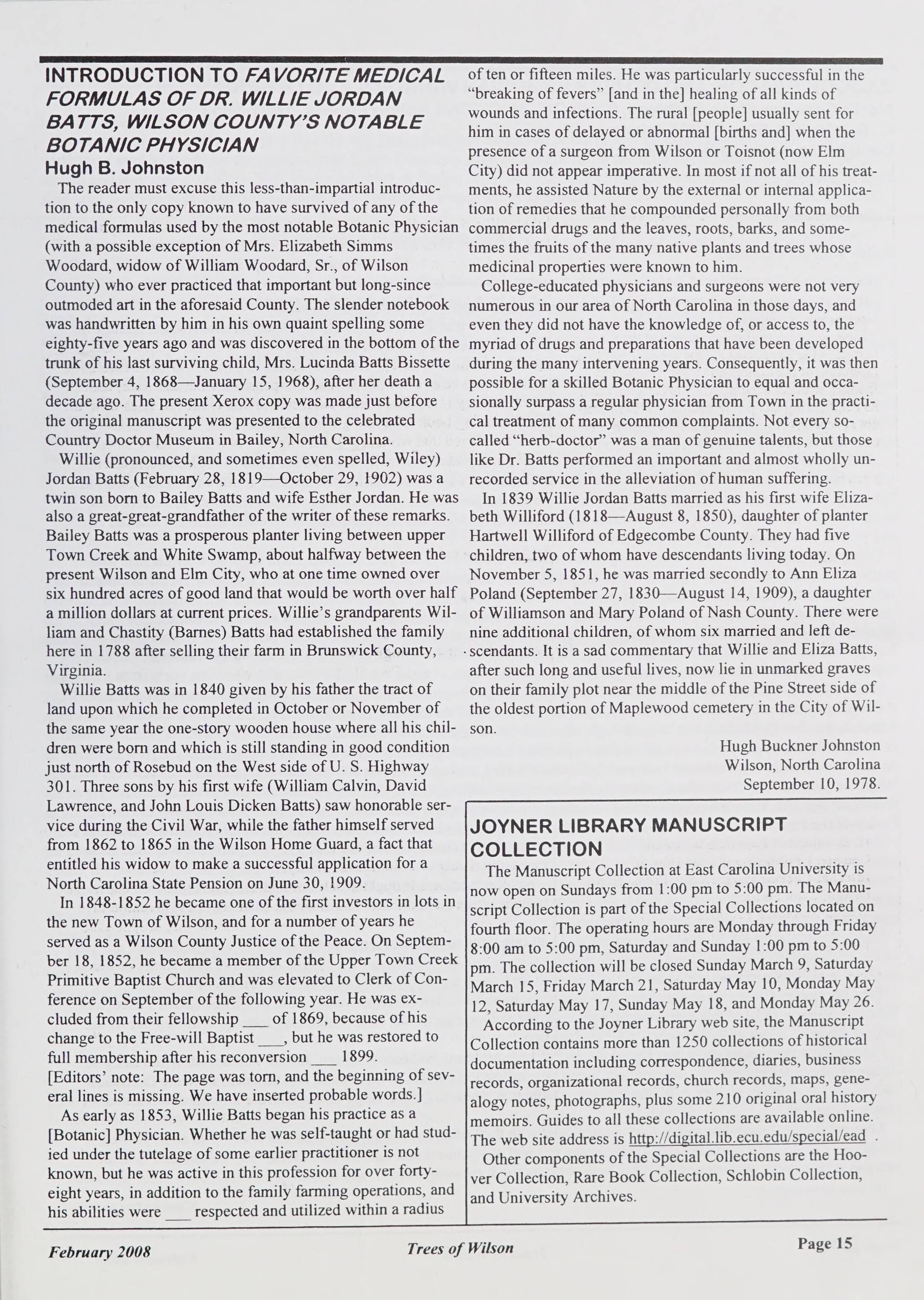 Trees of Wilson: The Newsletter of the Wilson County Genealogical ...