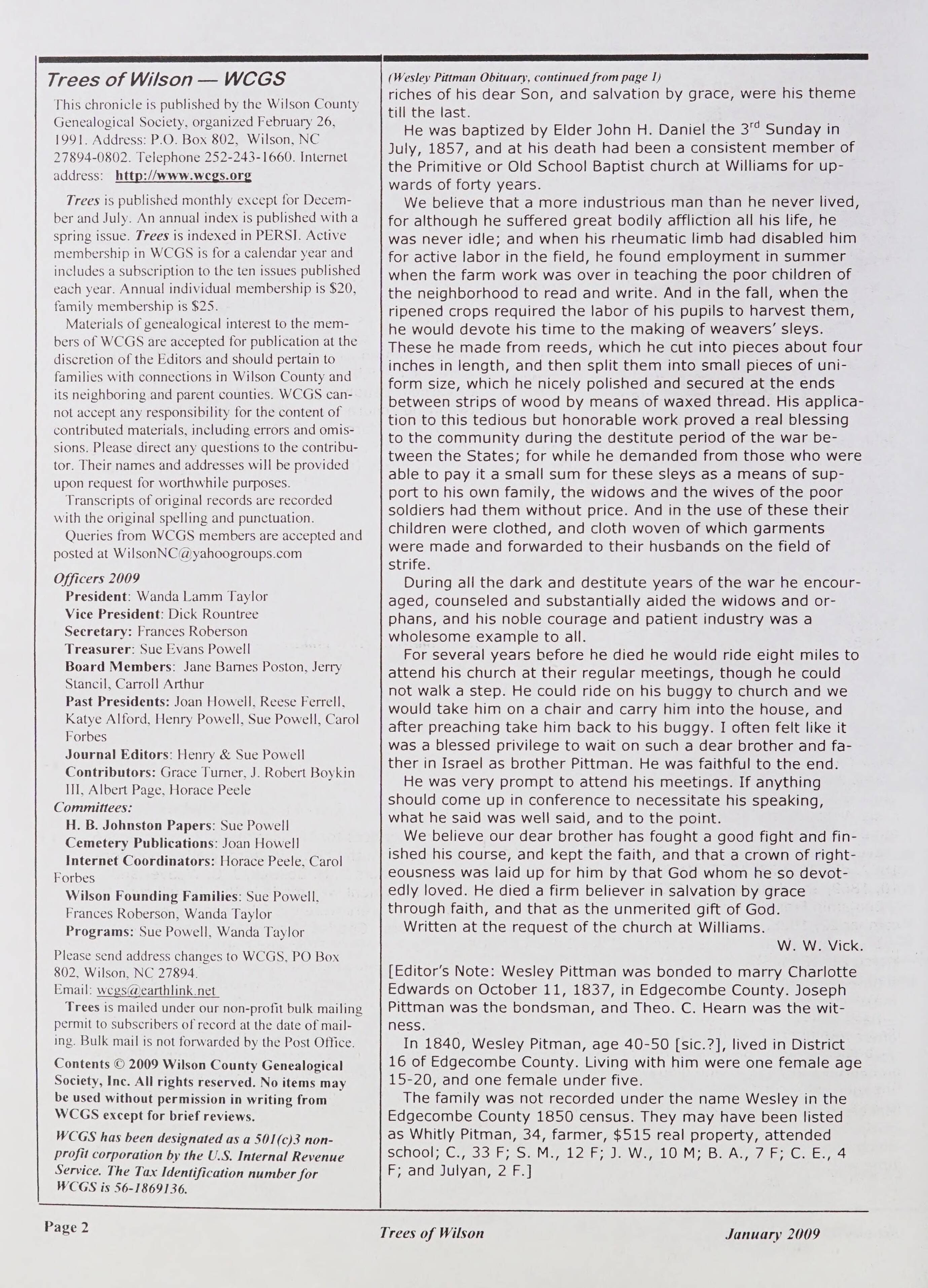 Trees of Wilson: The Newsletter of the Wilson County Genealogical ...