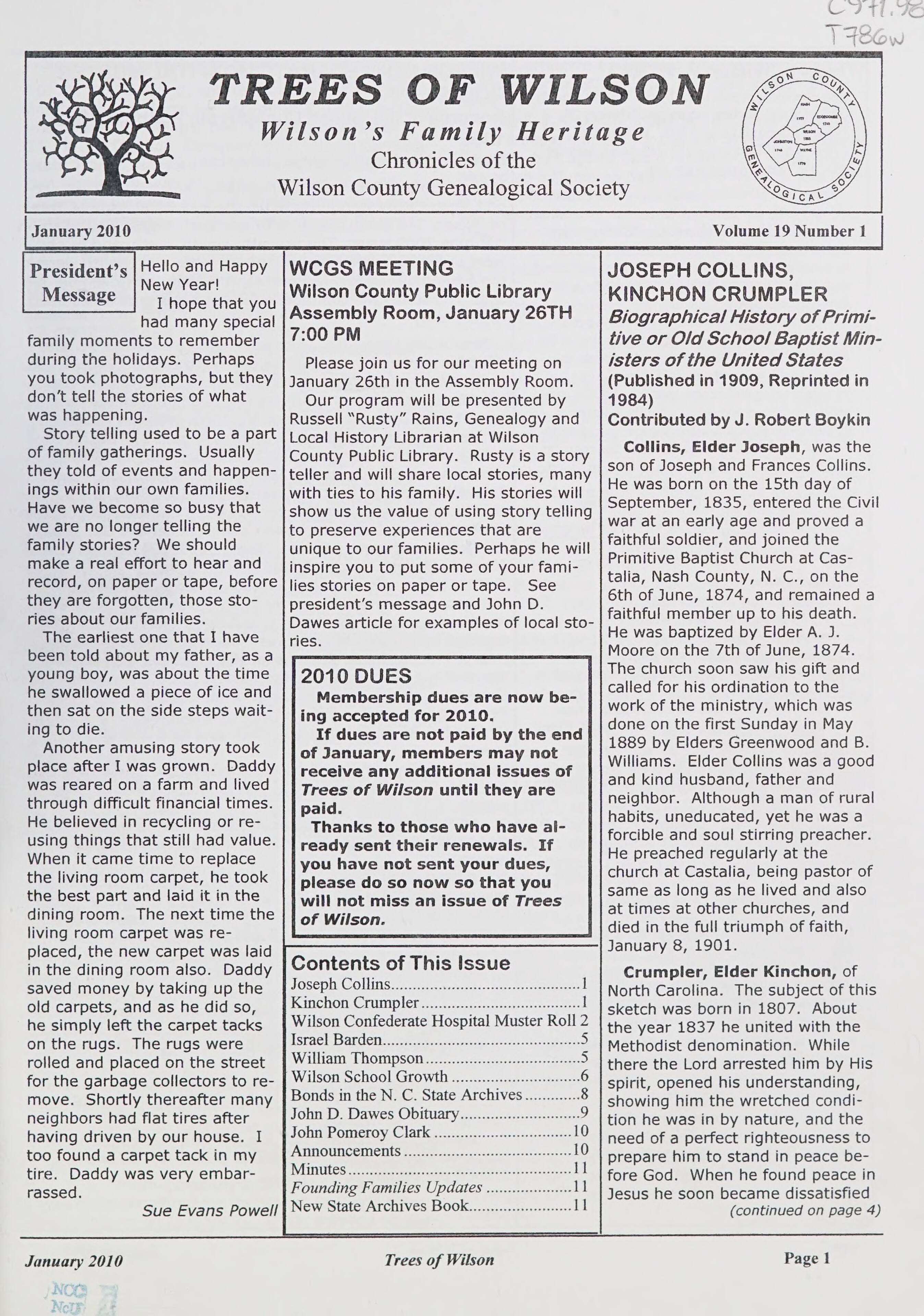 Trees of Wilson: The Newsletter of the Wilson County Genealogical ...