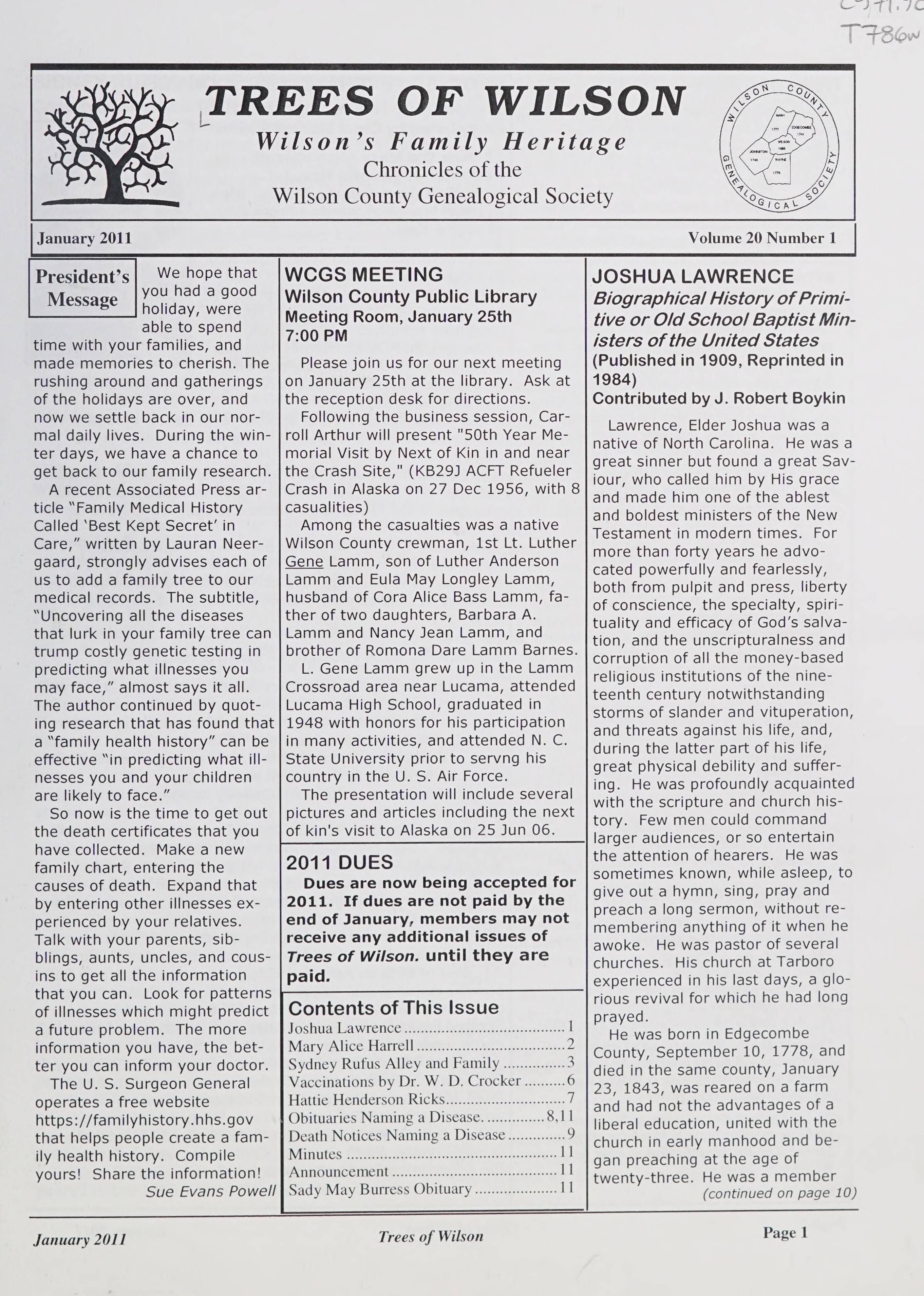 Trees of Wilson: The Newsletter of the Wilson County Genealogical ...