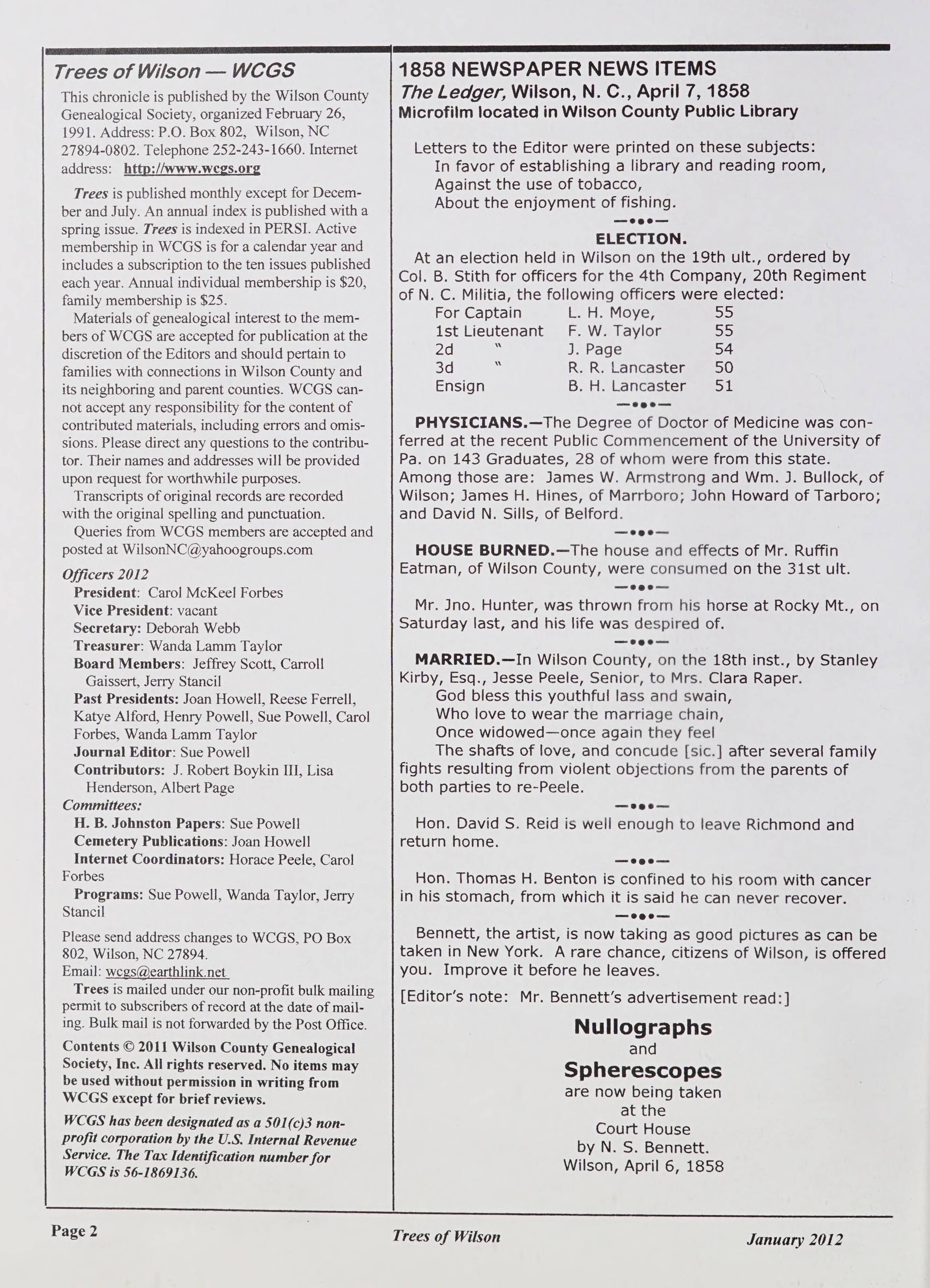 Trees of Wilson: The Newsletter of the Wilson County Genealogical ...