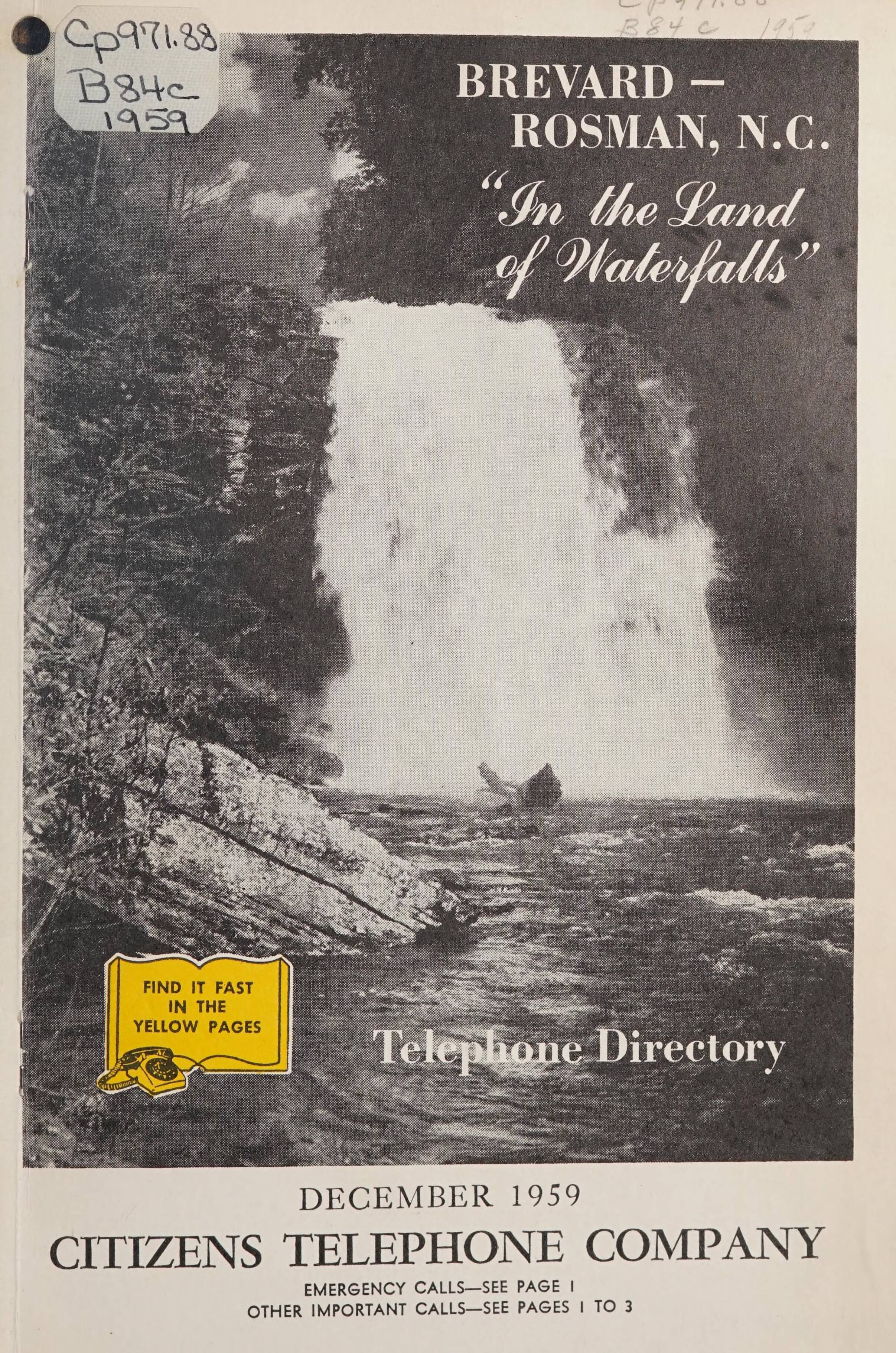 Telephone Directory, Brevard - Rosman, N.C. [December 1959]