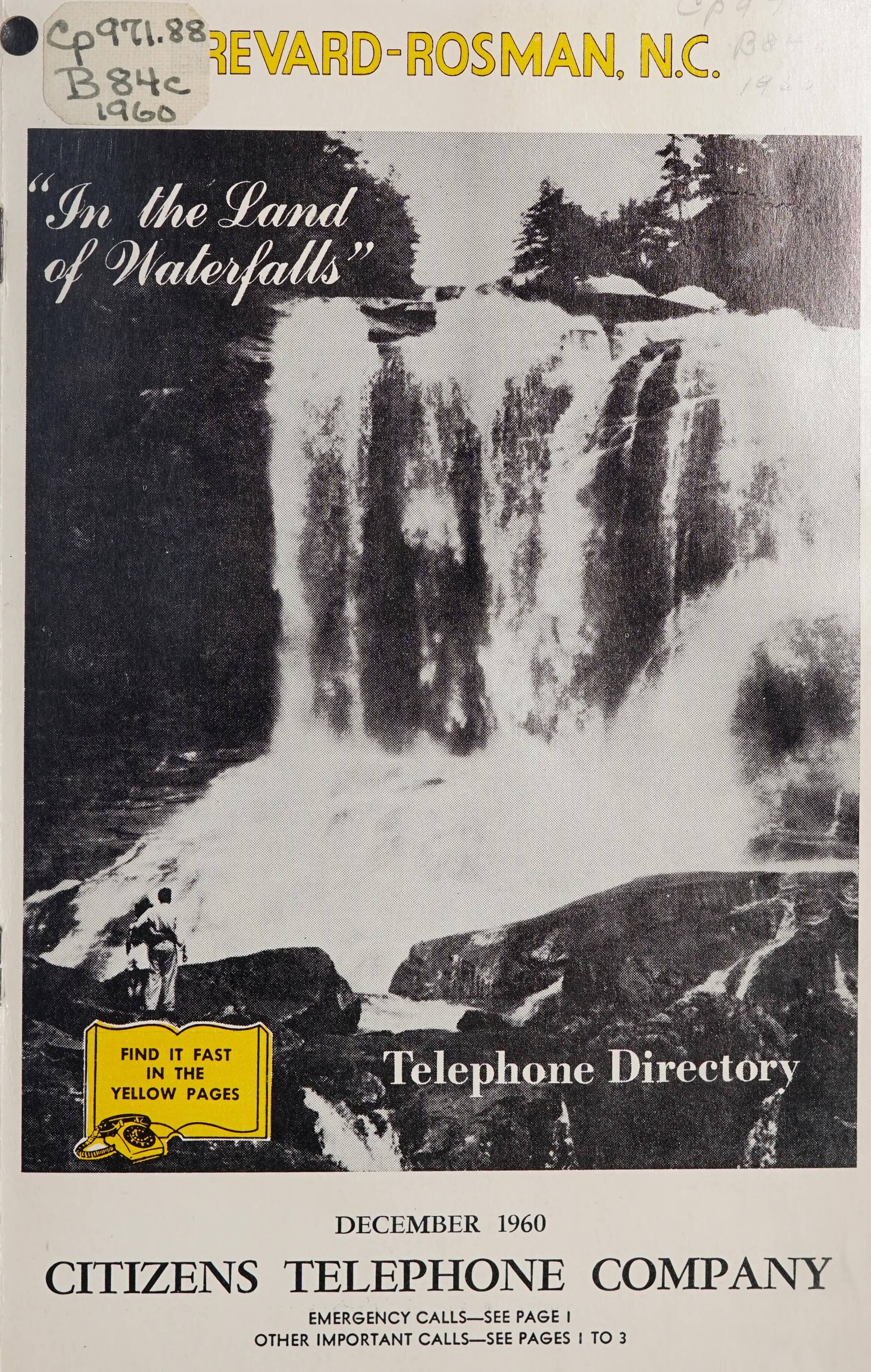 Telephone Directory, Brevard - Rosman, N.C. [December 1960]