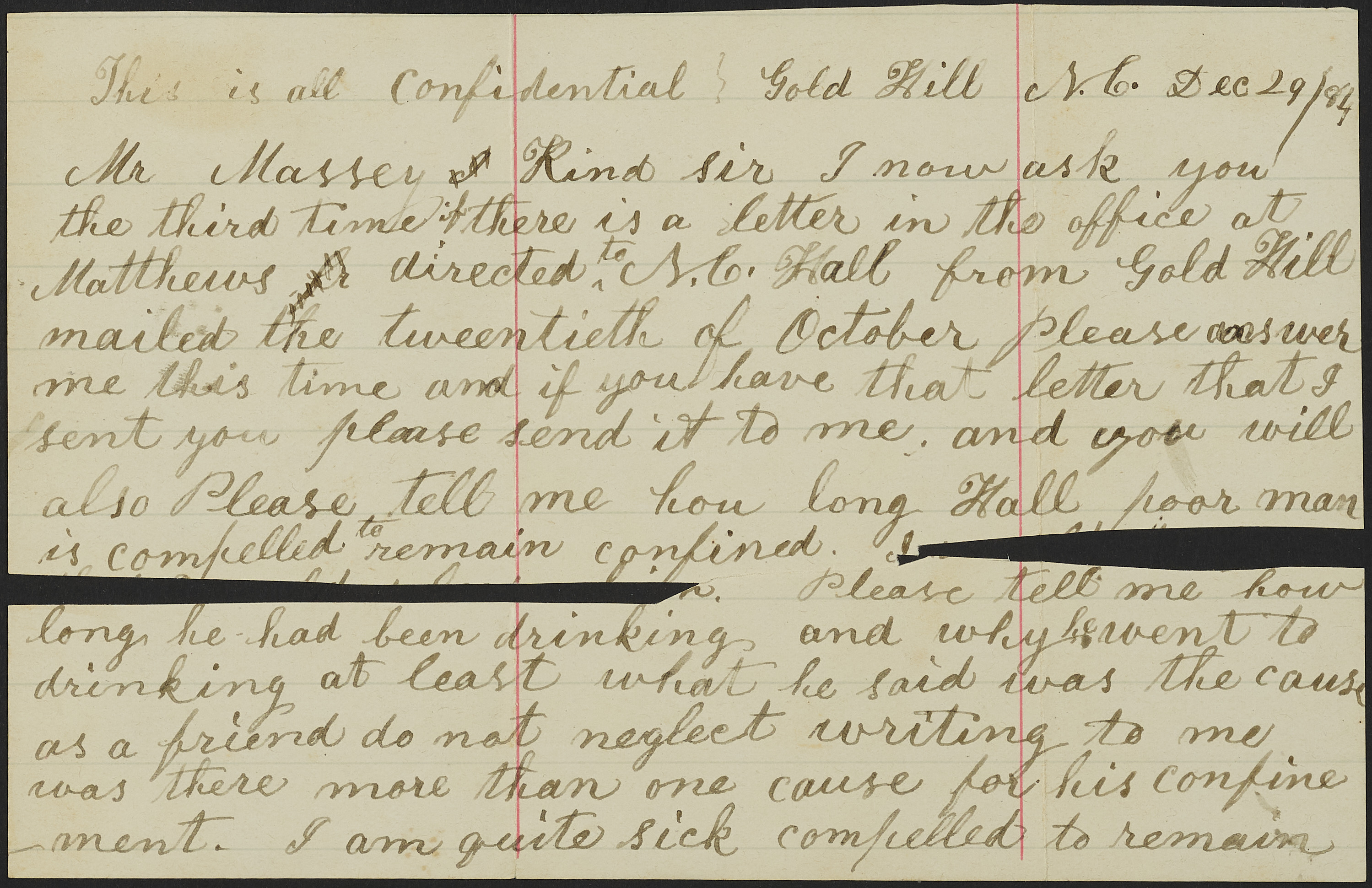 Massey Family Letters from the 1880s