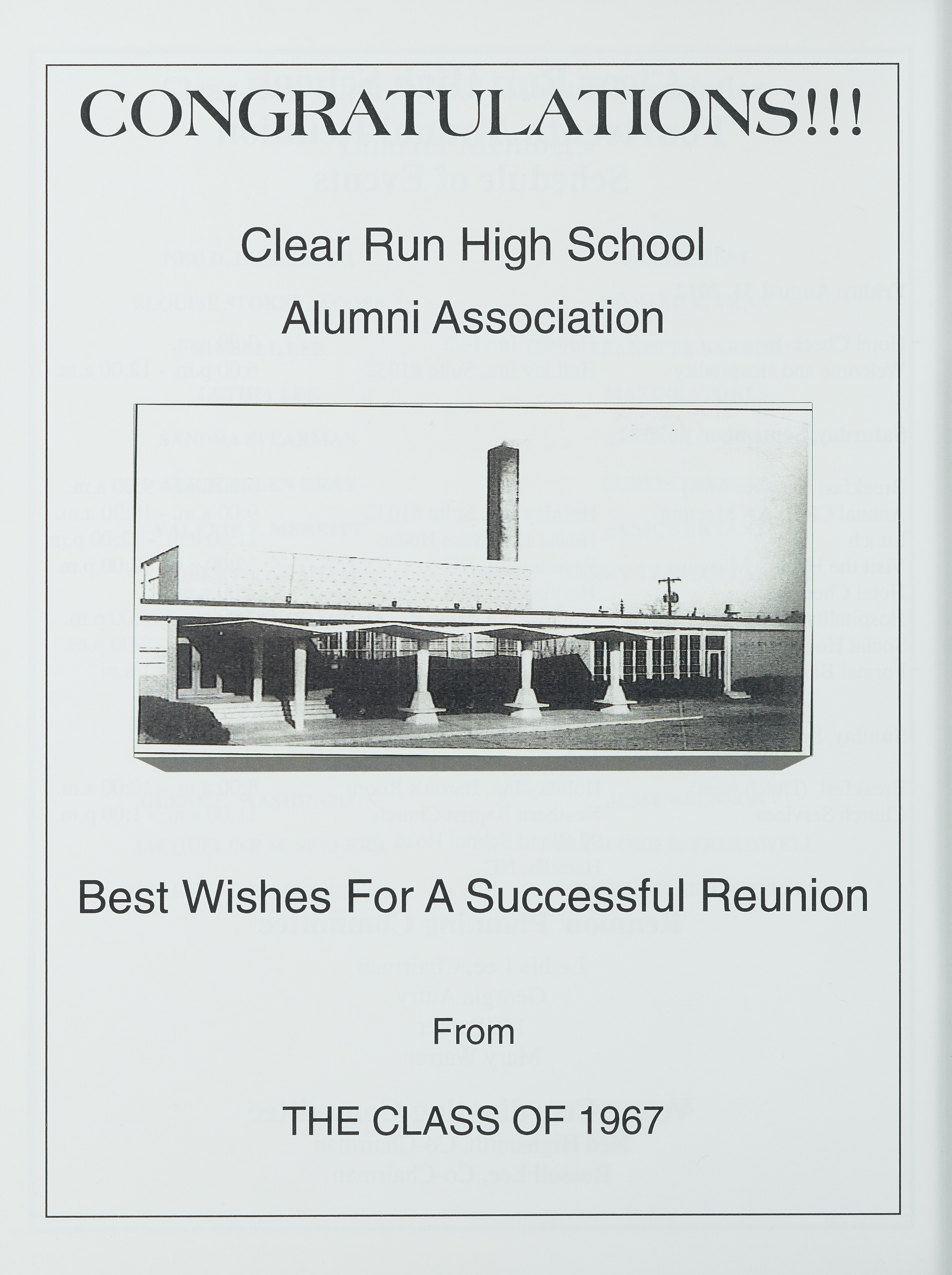 Clear Run High School Fourteenth Annual Reunion