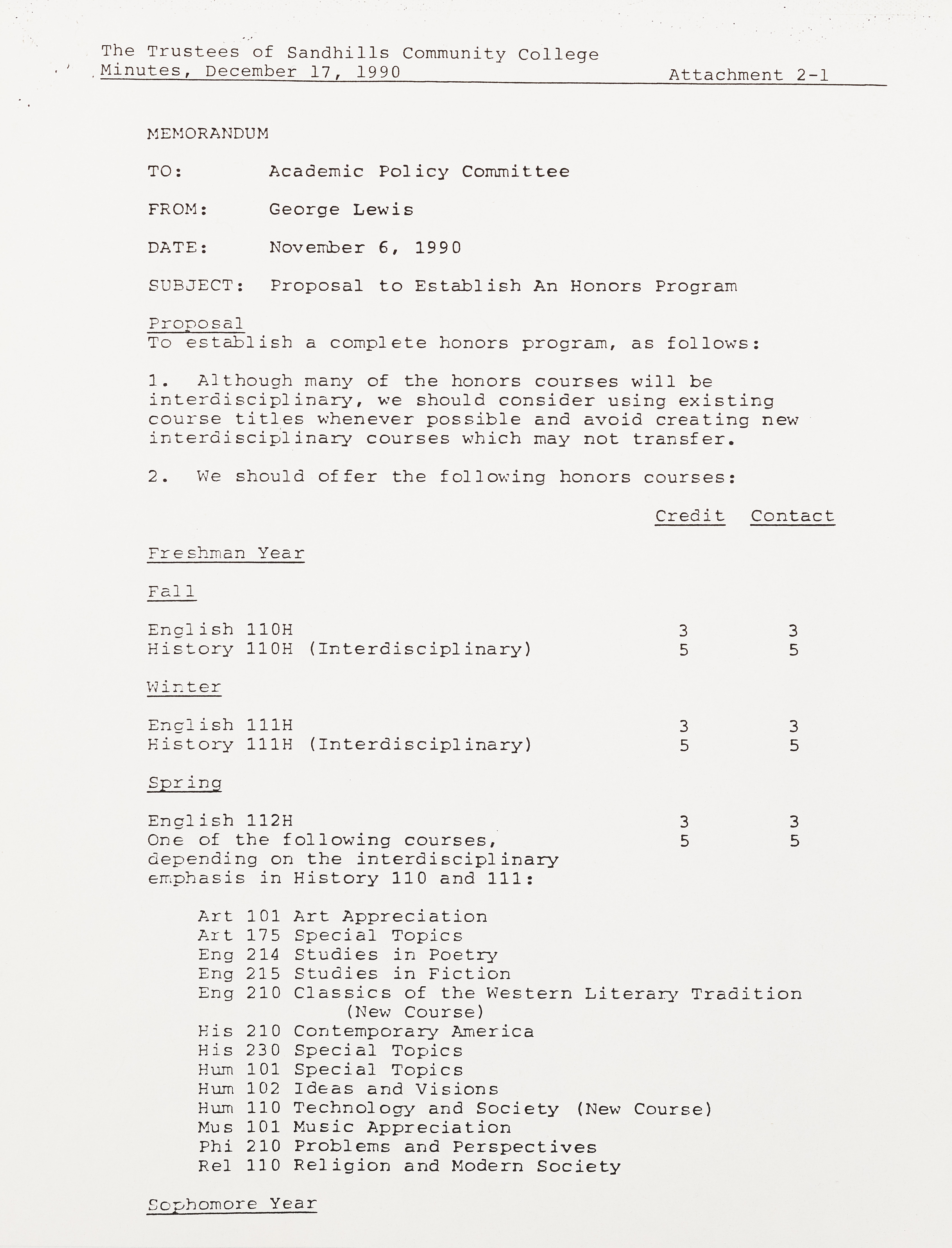 Trustees of Sandhills Community College Minutes [December 17, 1990 ...
