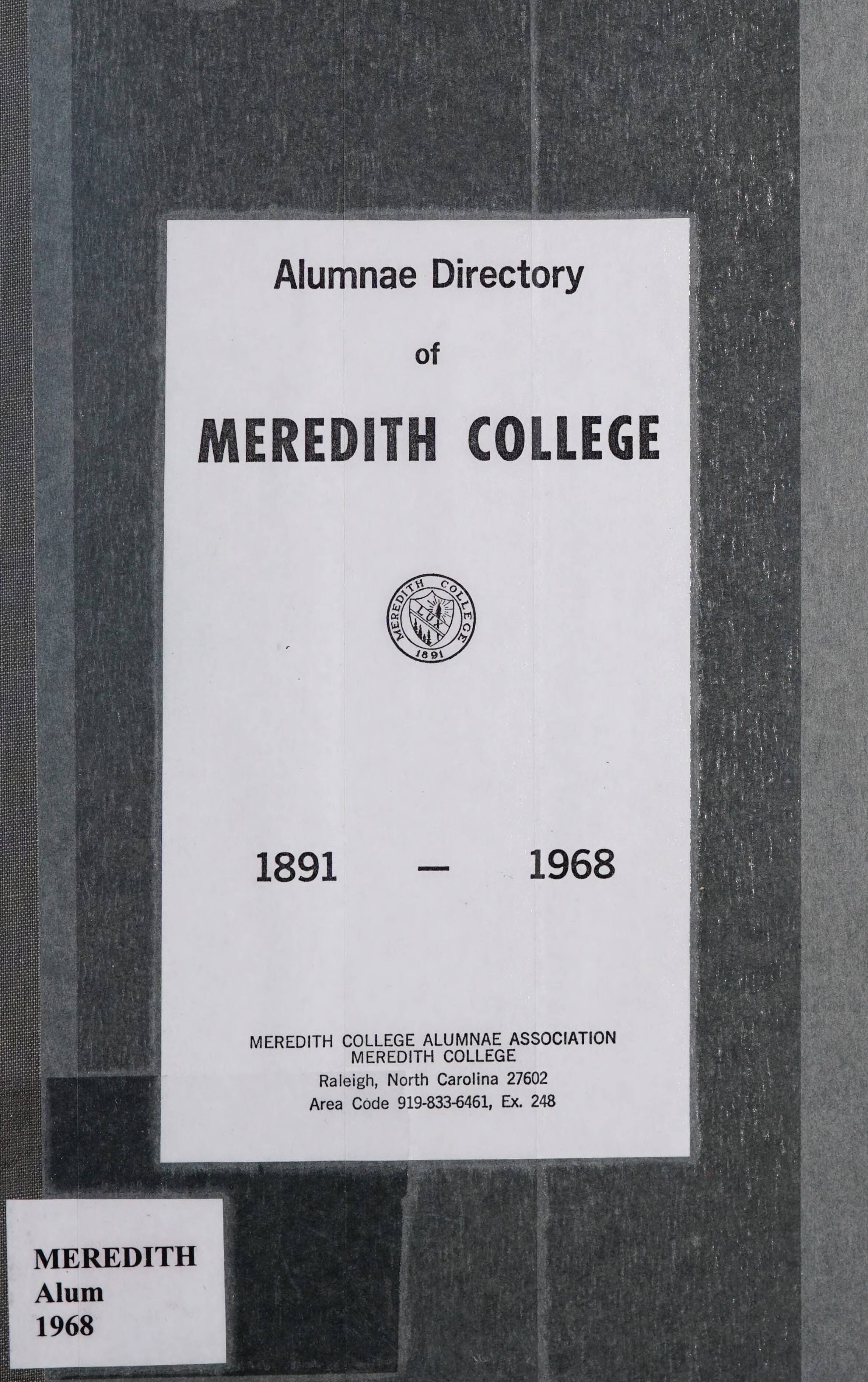 Alumnae Directory of Meredith College 1891-1968