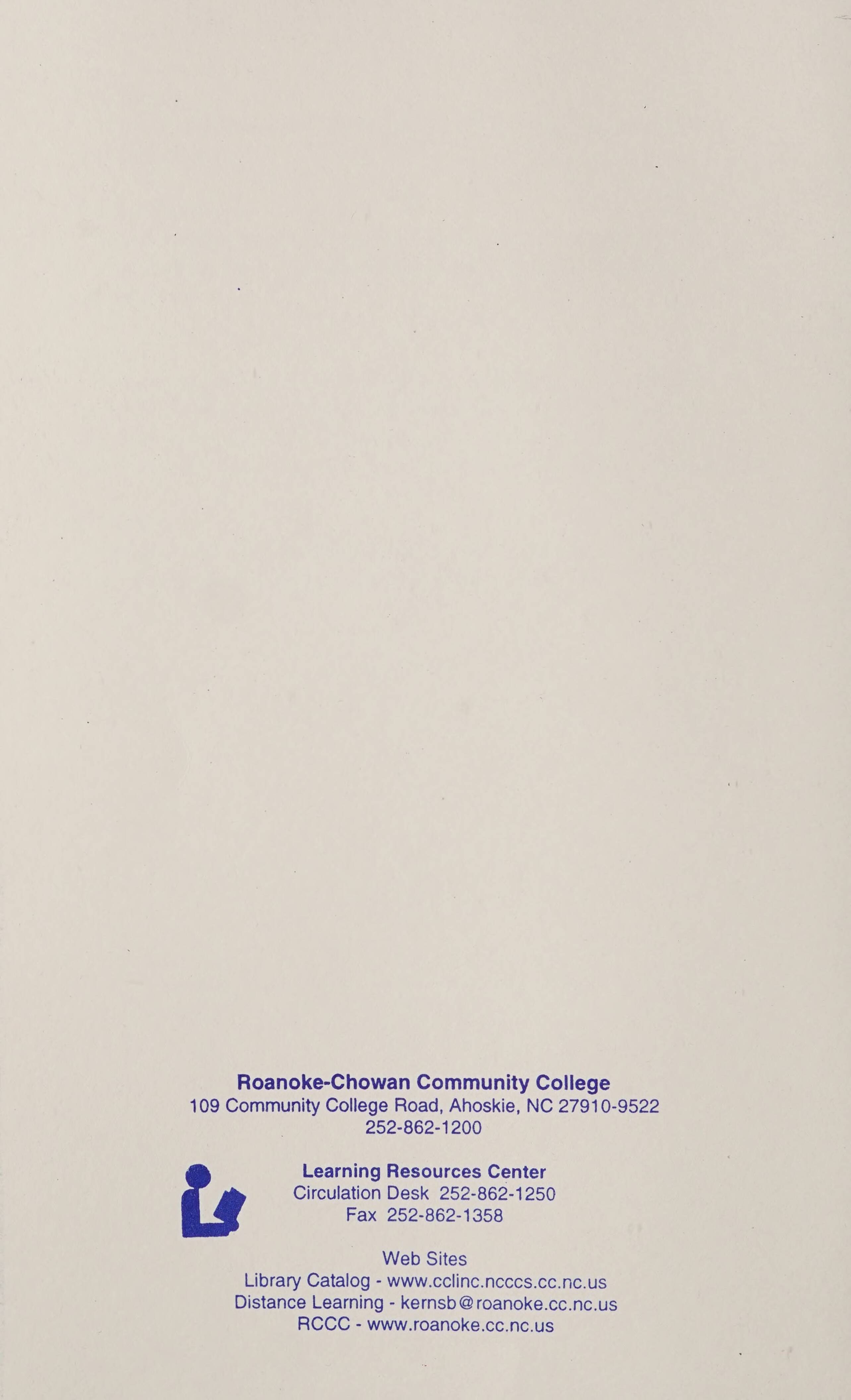 Roanoke-Chowan Community College Learning Resources Center Handbook