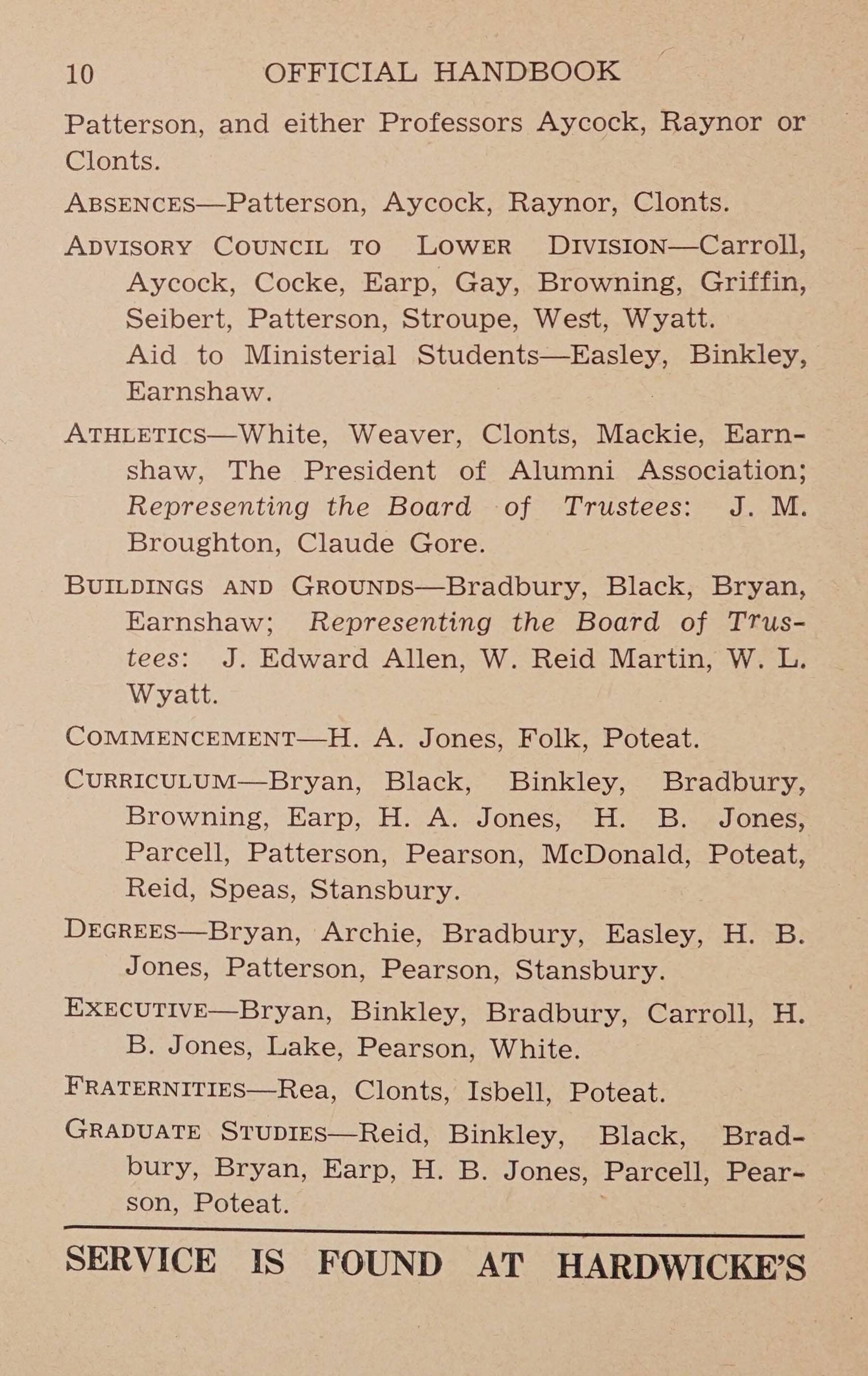 Wake Forest College Student Handbook [1942-1943]