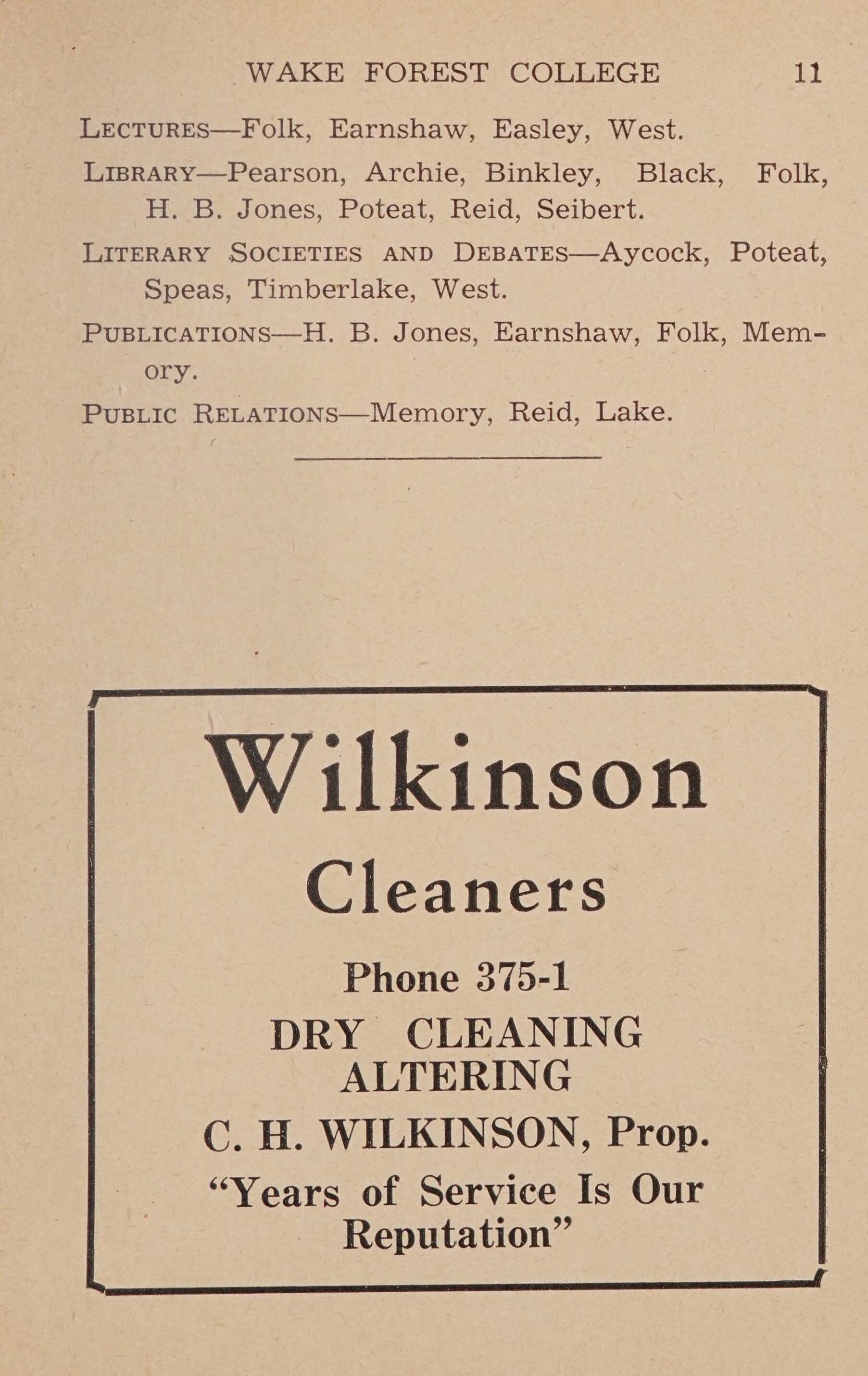 Wake Forest College Student Handbook [1942-1943]