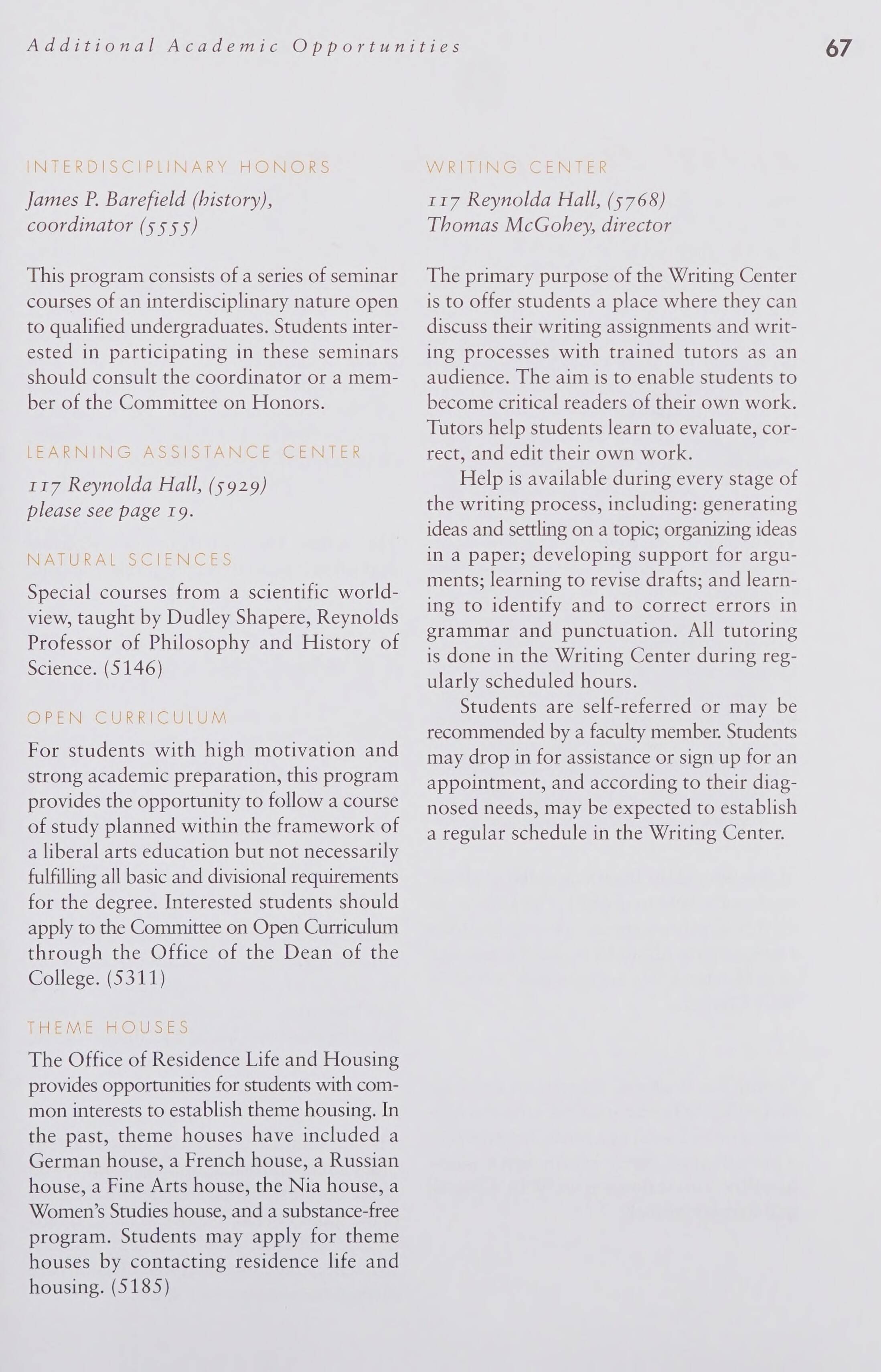 Wake Forest University Student Handbook [1998-1999]