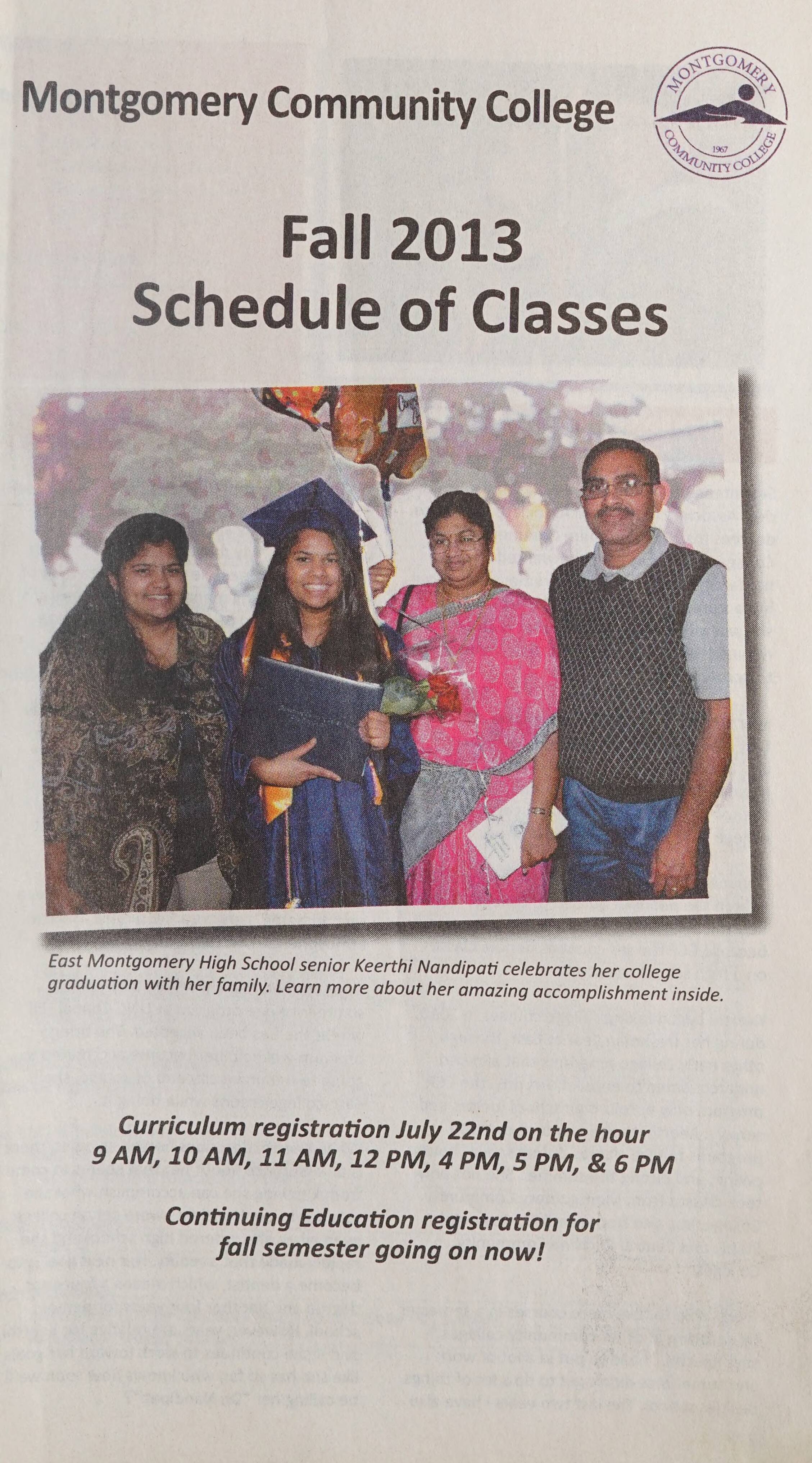 Montgomery Community College Class Schedule [Fall 2013]