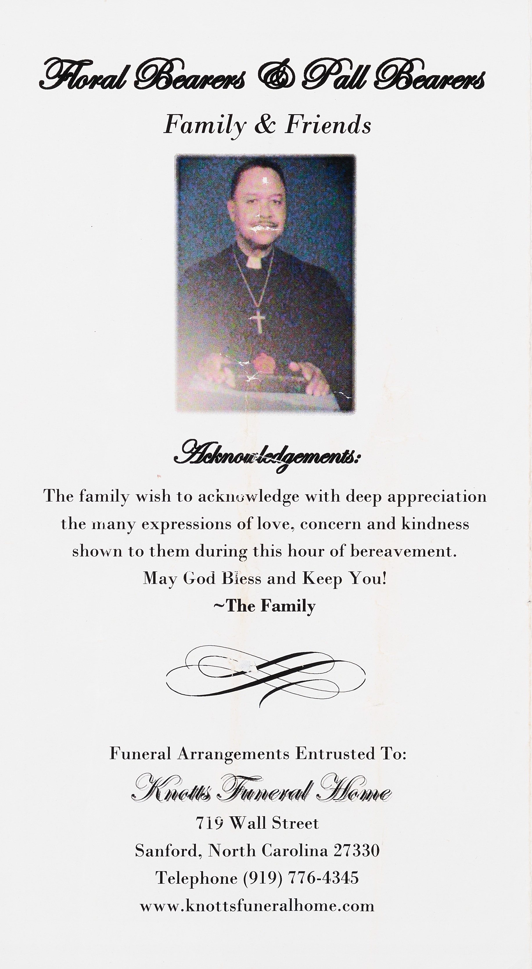 In Loving Memory of Reverend Theodore Tyson, Jr.