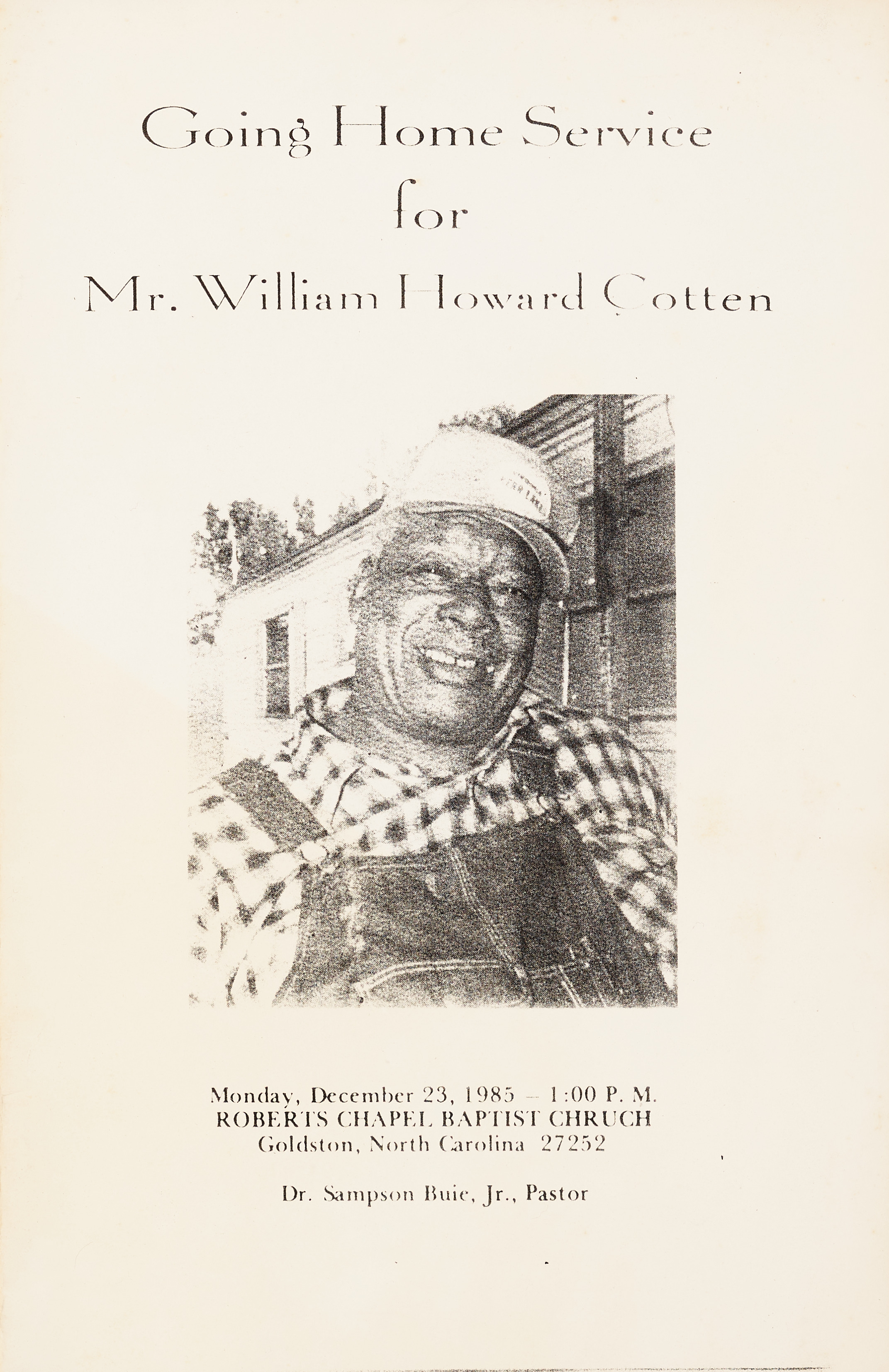 Going Home service for Mr. William Howard Cotten