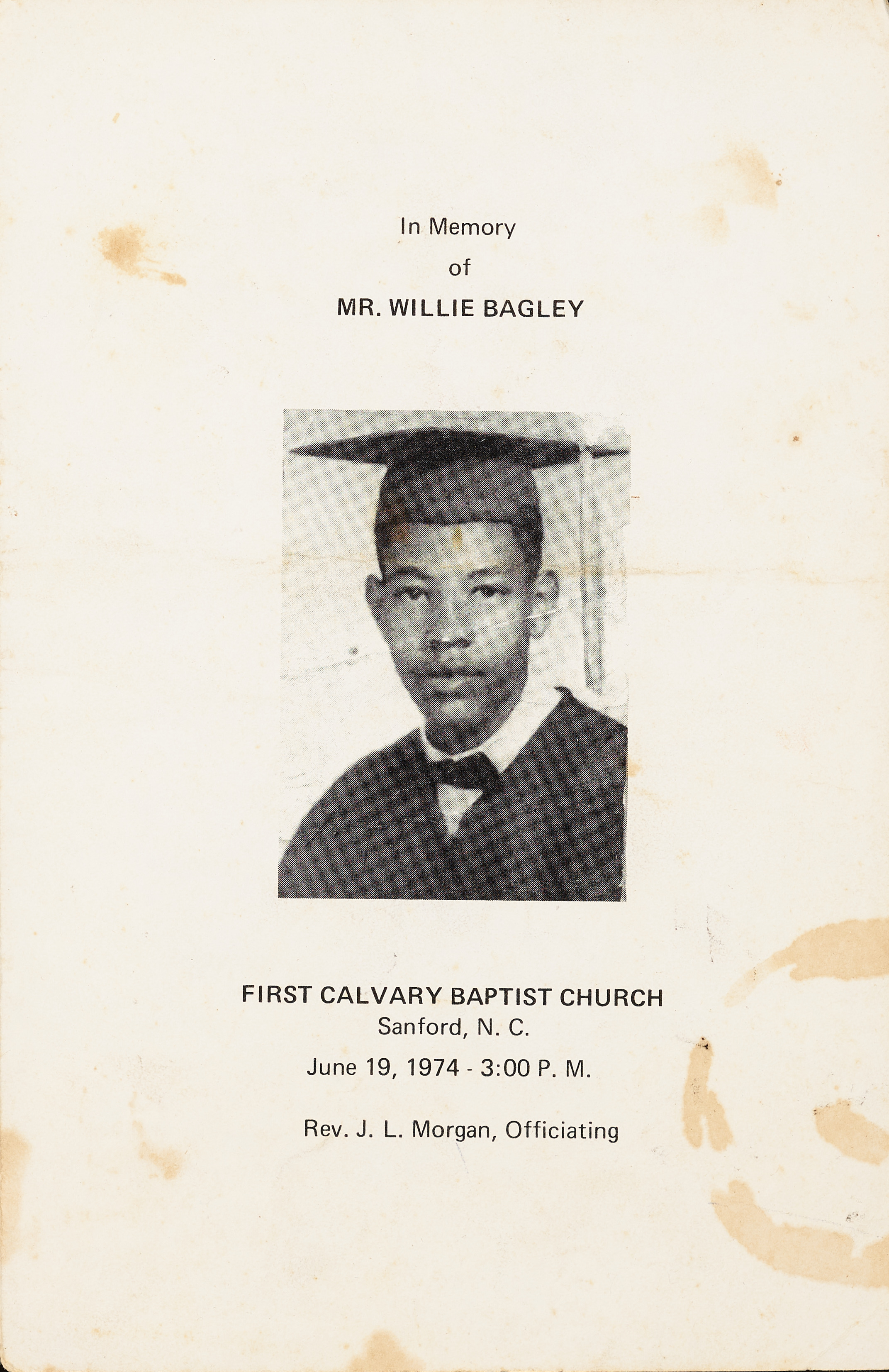 In Memory of Mr. Willie Bagley