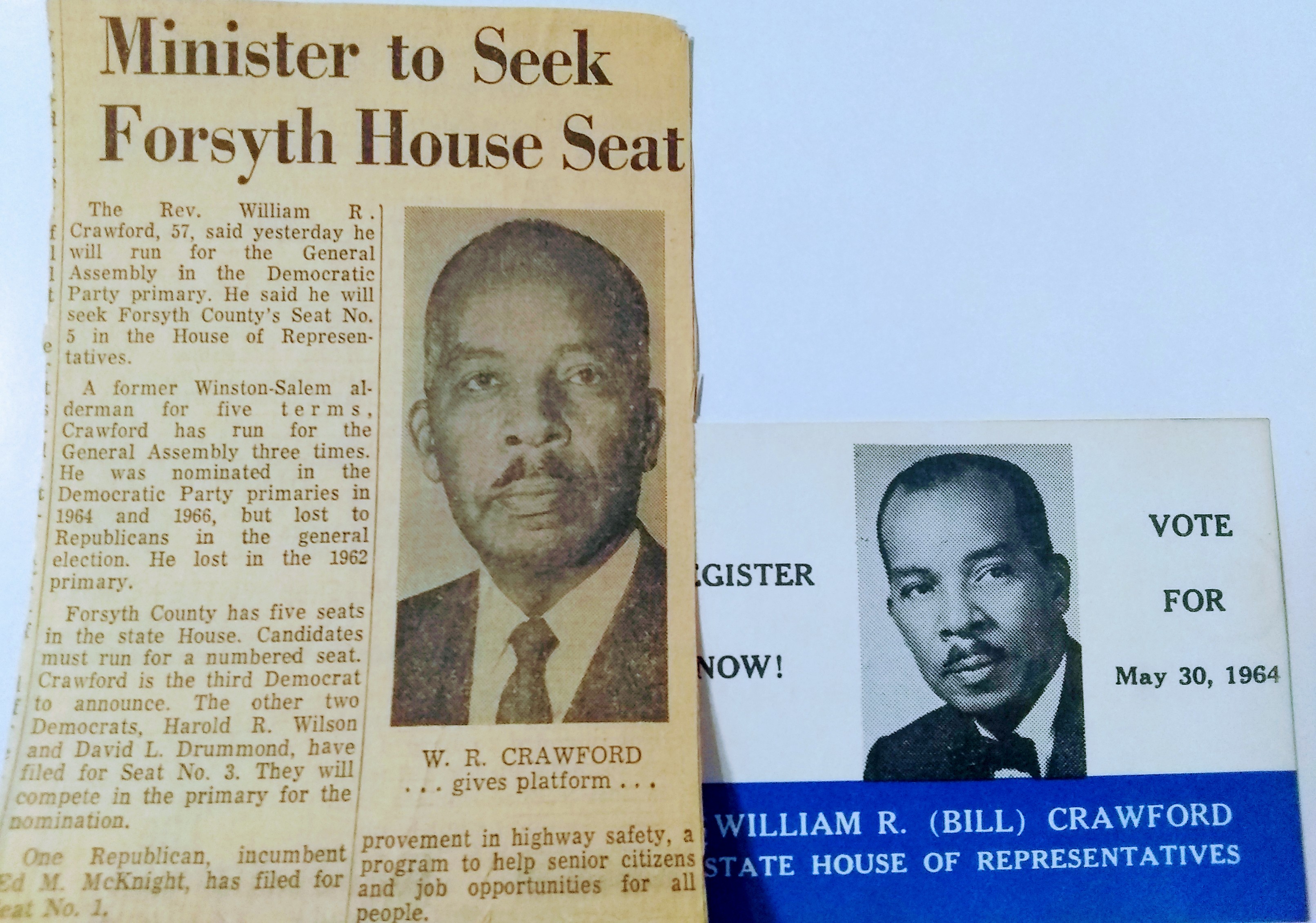William R. Crawford 1964 North Carolina Legislature Campaign Materials