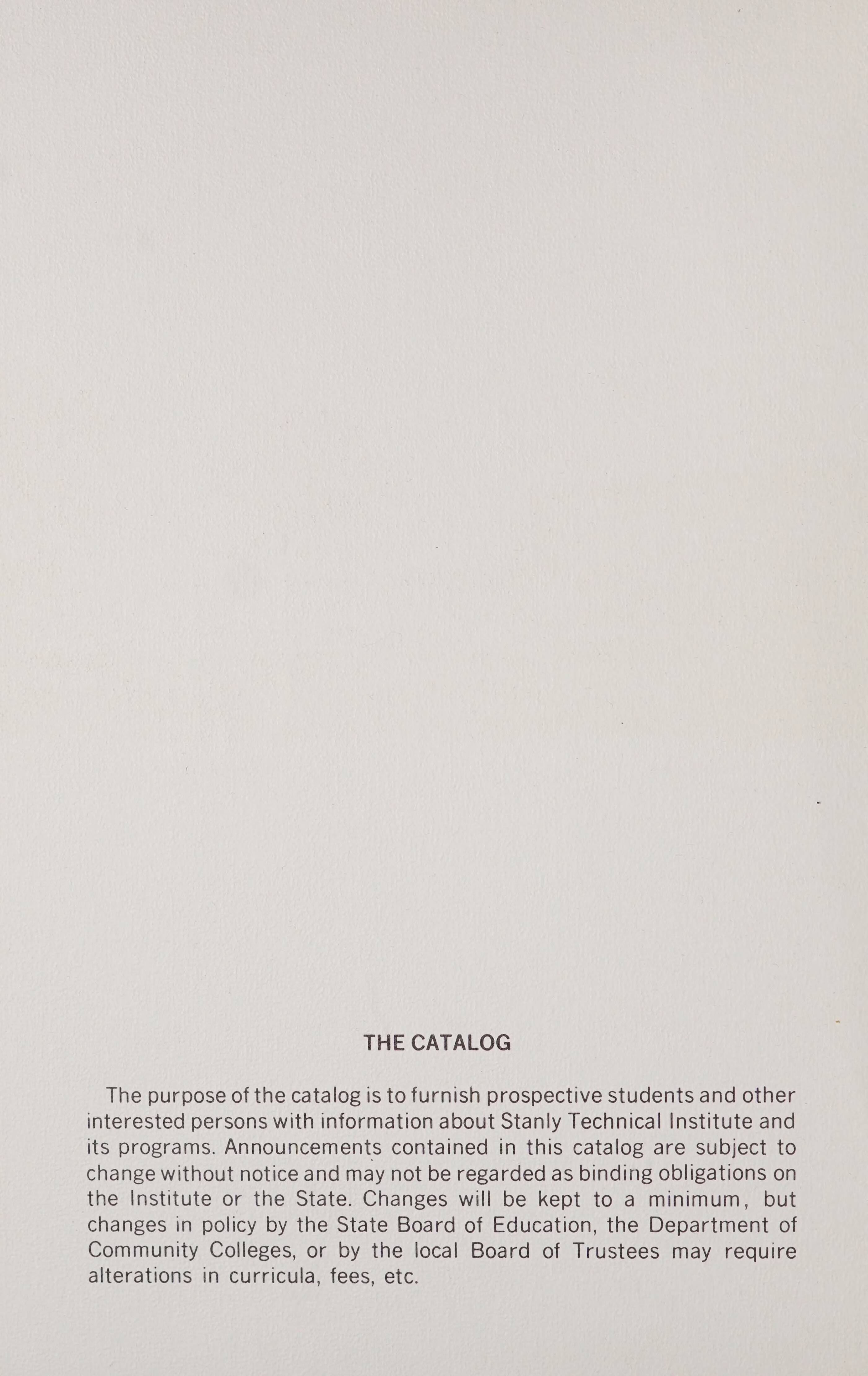 Stanly Technical Institute Catalog [1974-1976]