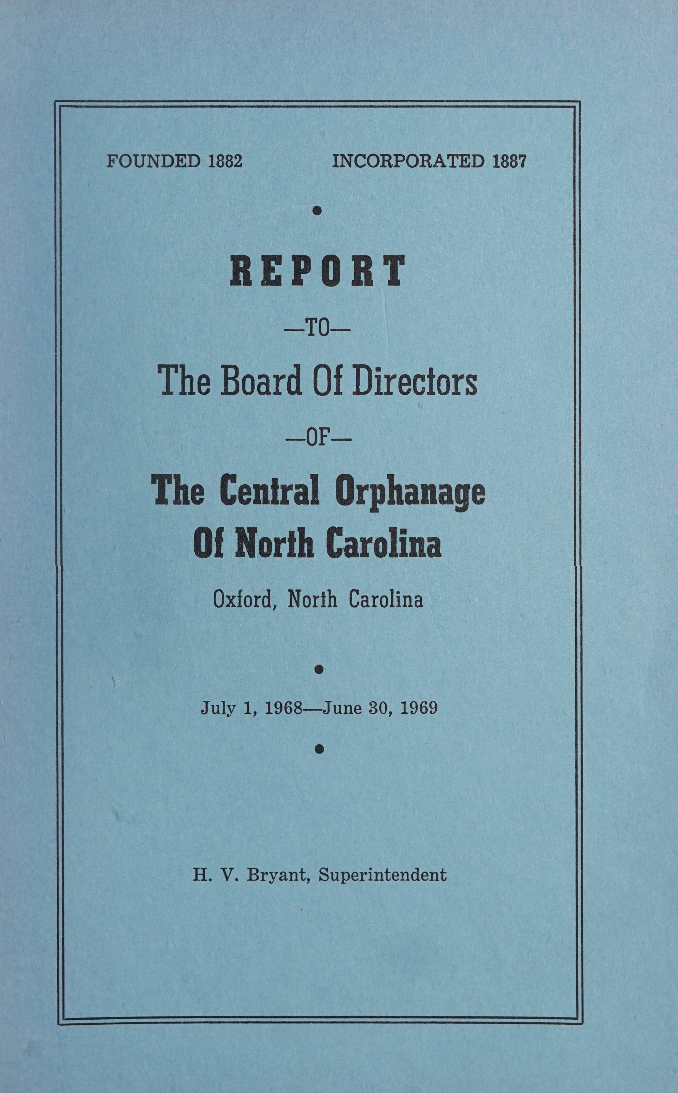 Report to The Board of Directors of The Central Orphanage of North ...