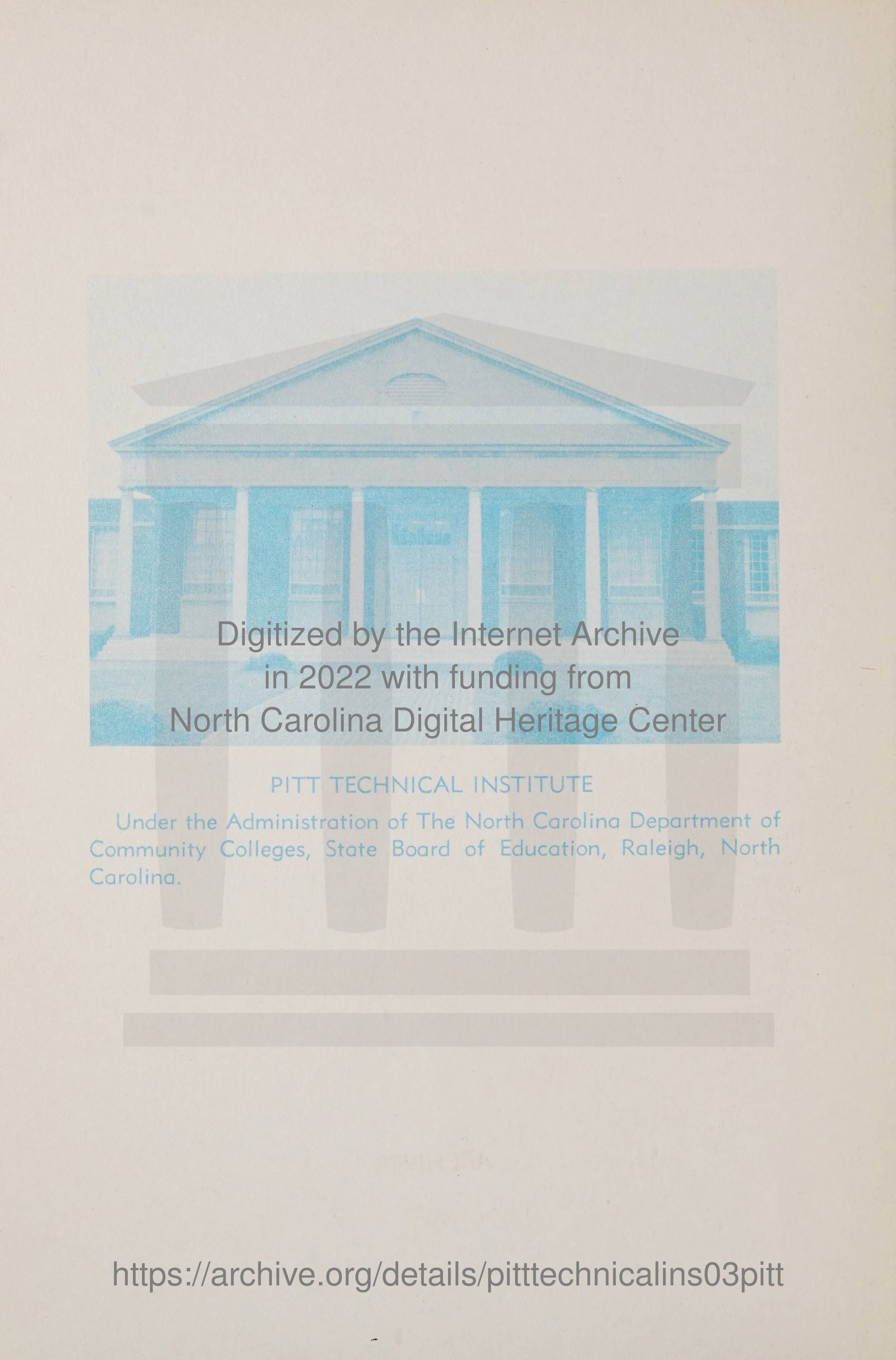 Pitt Technical Institute Catalogue [1967-1969]