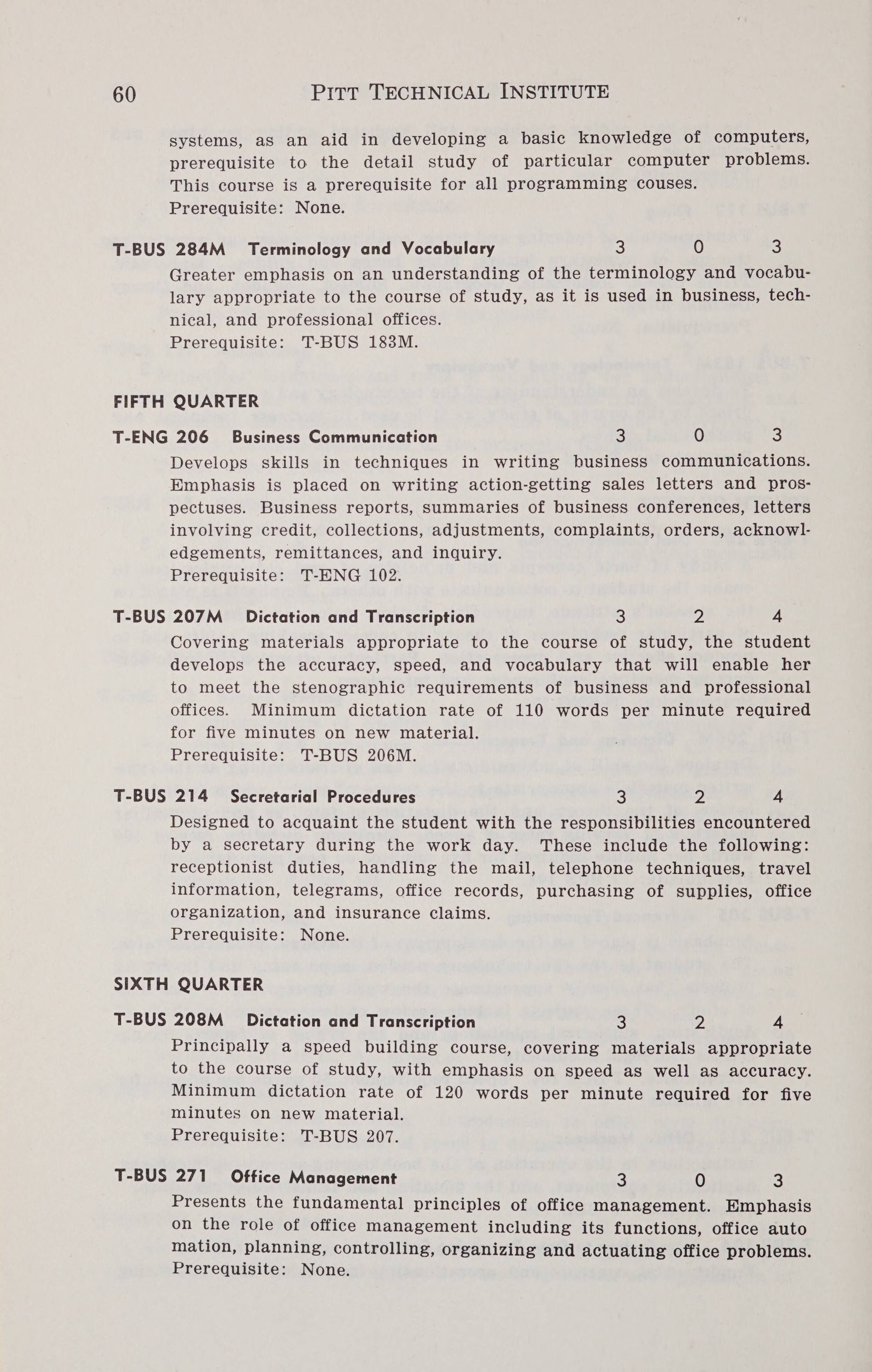 Pitt Technical Institute Catalogue [1967-1969]
