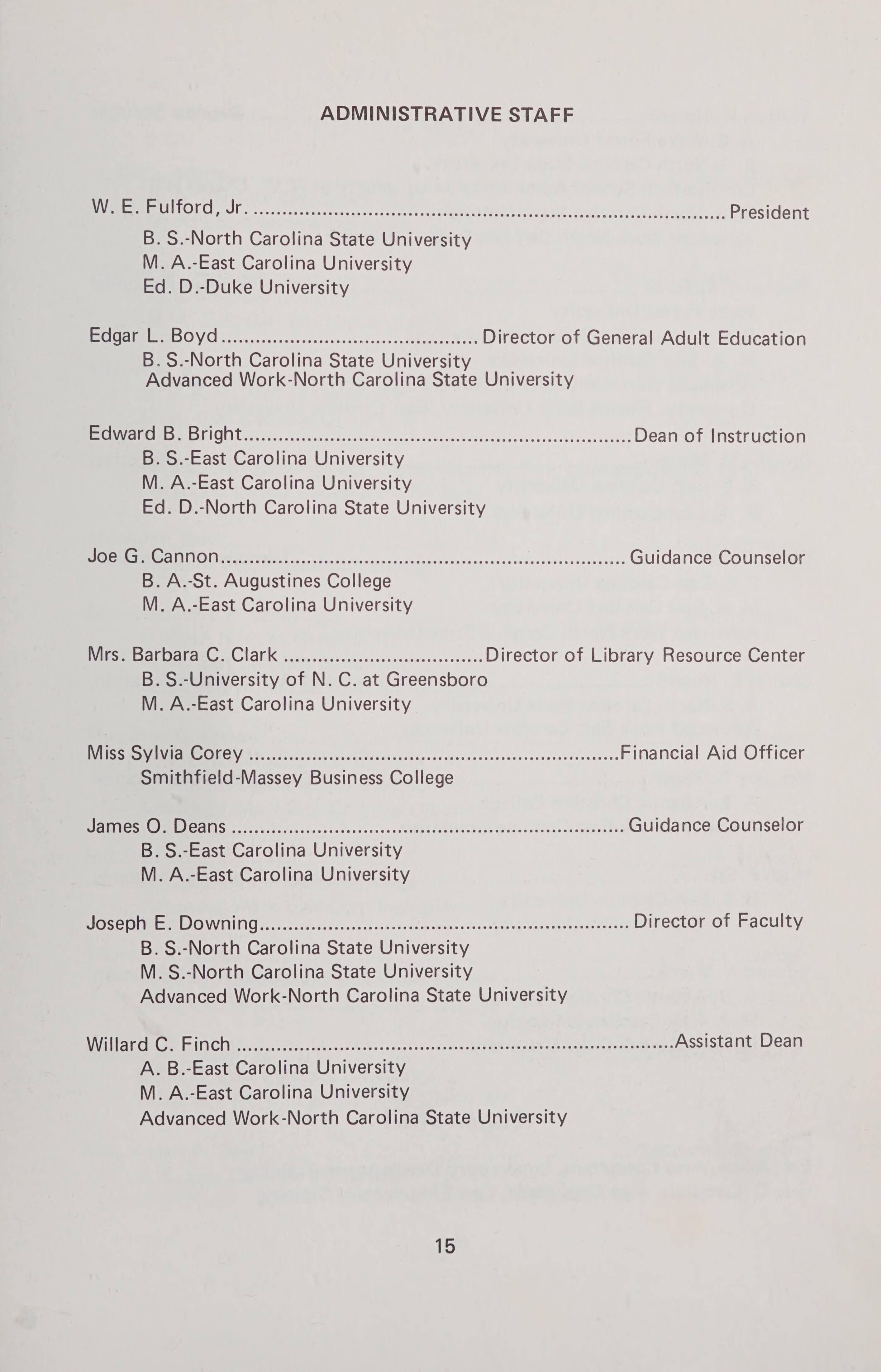 Pitt Technical Institute [1972-1974]