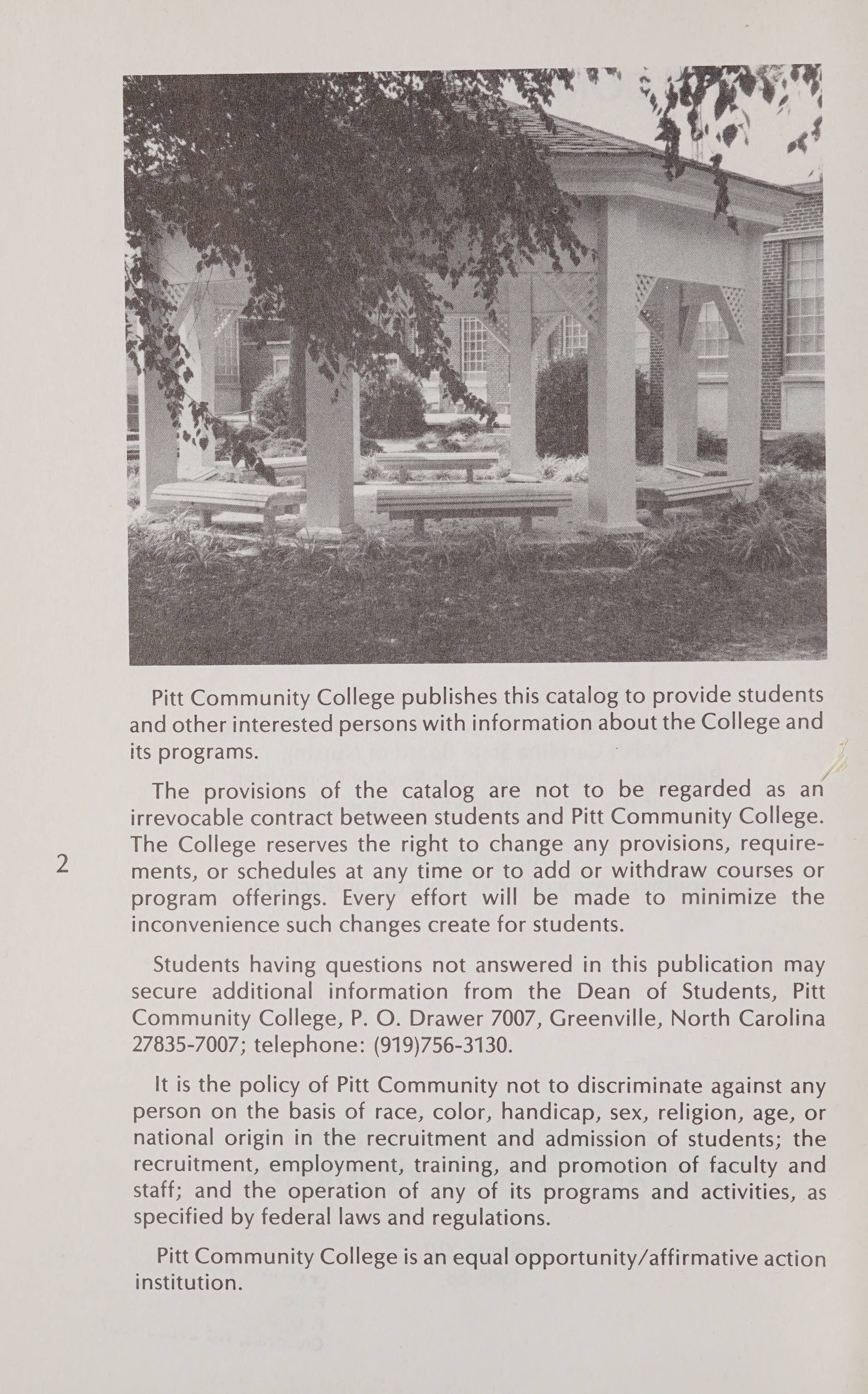 Pitt Community College General Catalogg [1986-1988]