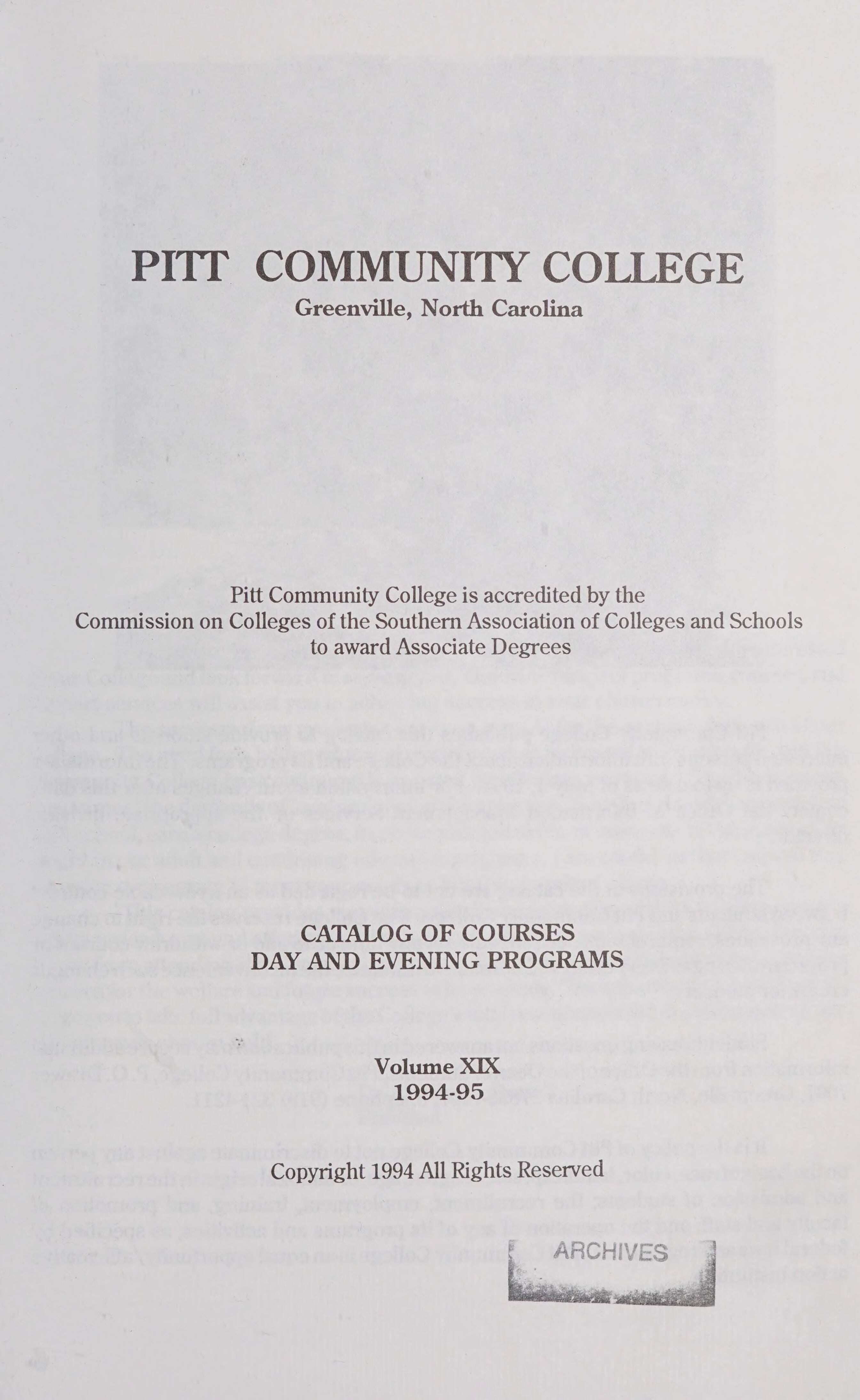 Pitt Community College [1994-1995]