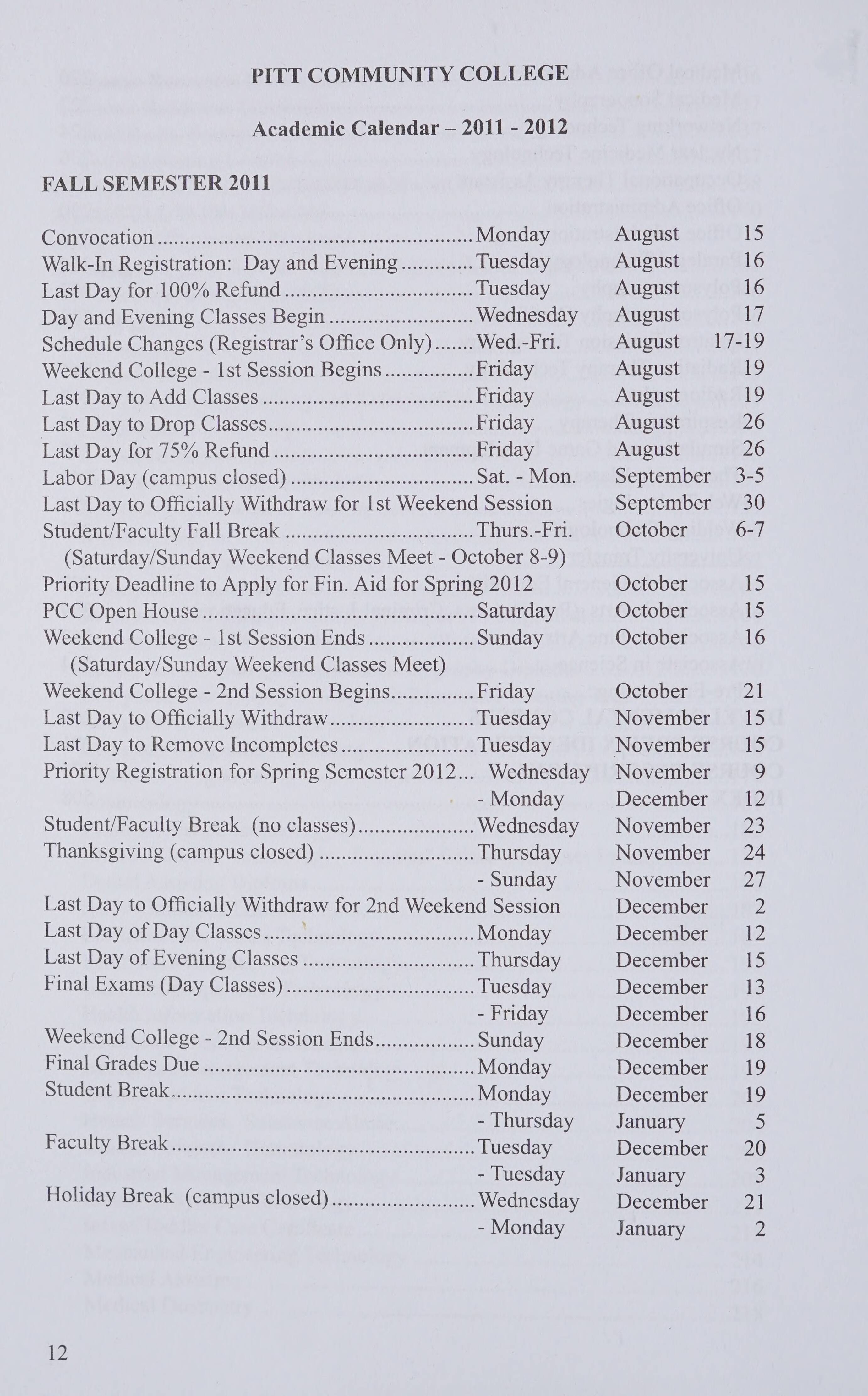 Pitt Community College General Catalog [2011-2012]