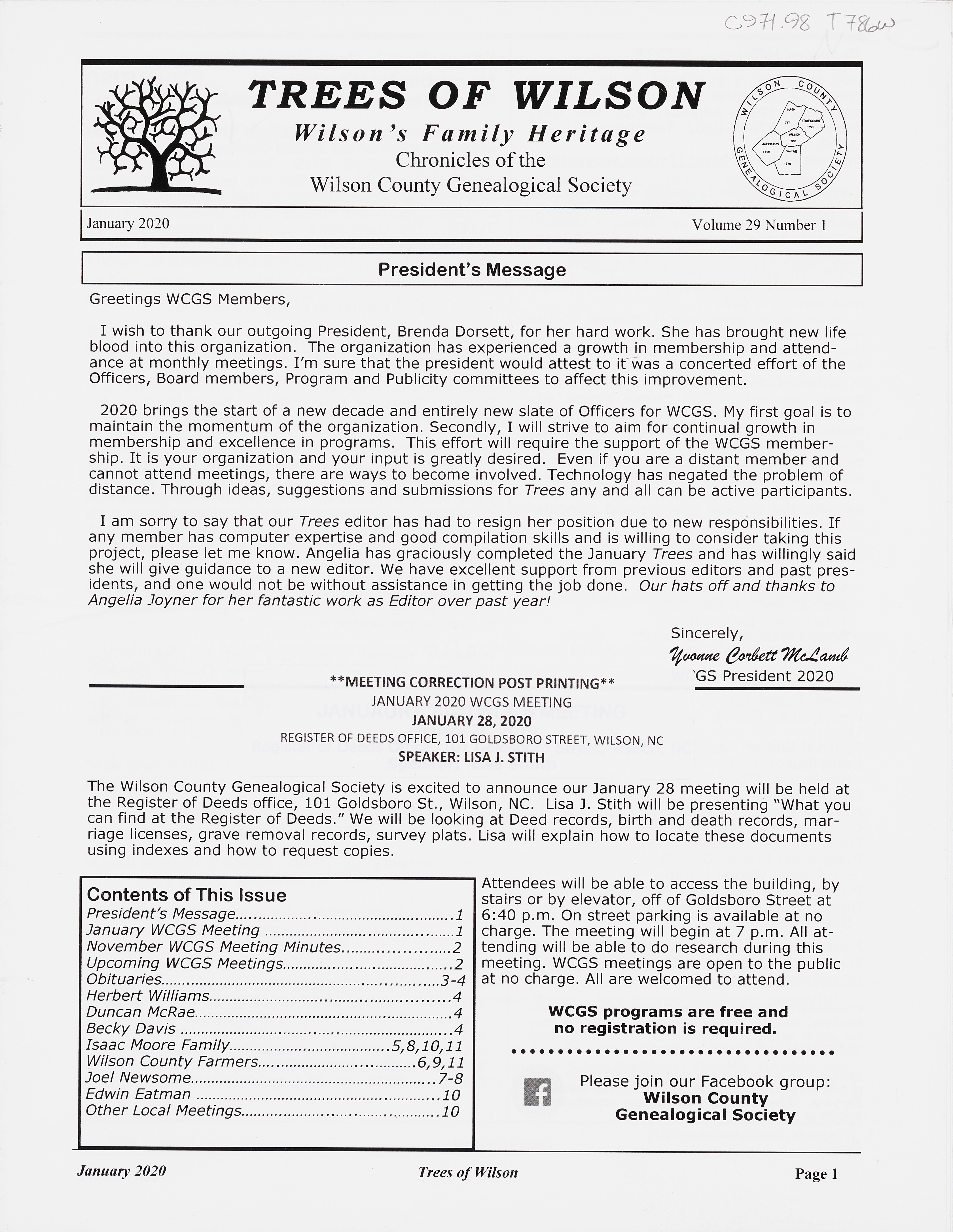 Trees of Wilson: The Newsletter of the Wilson County Genealogical ...