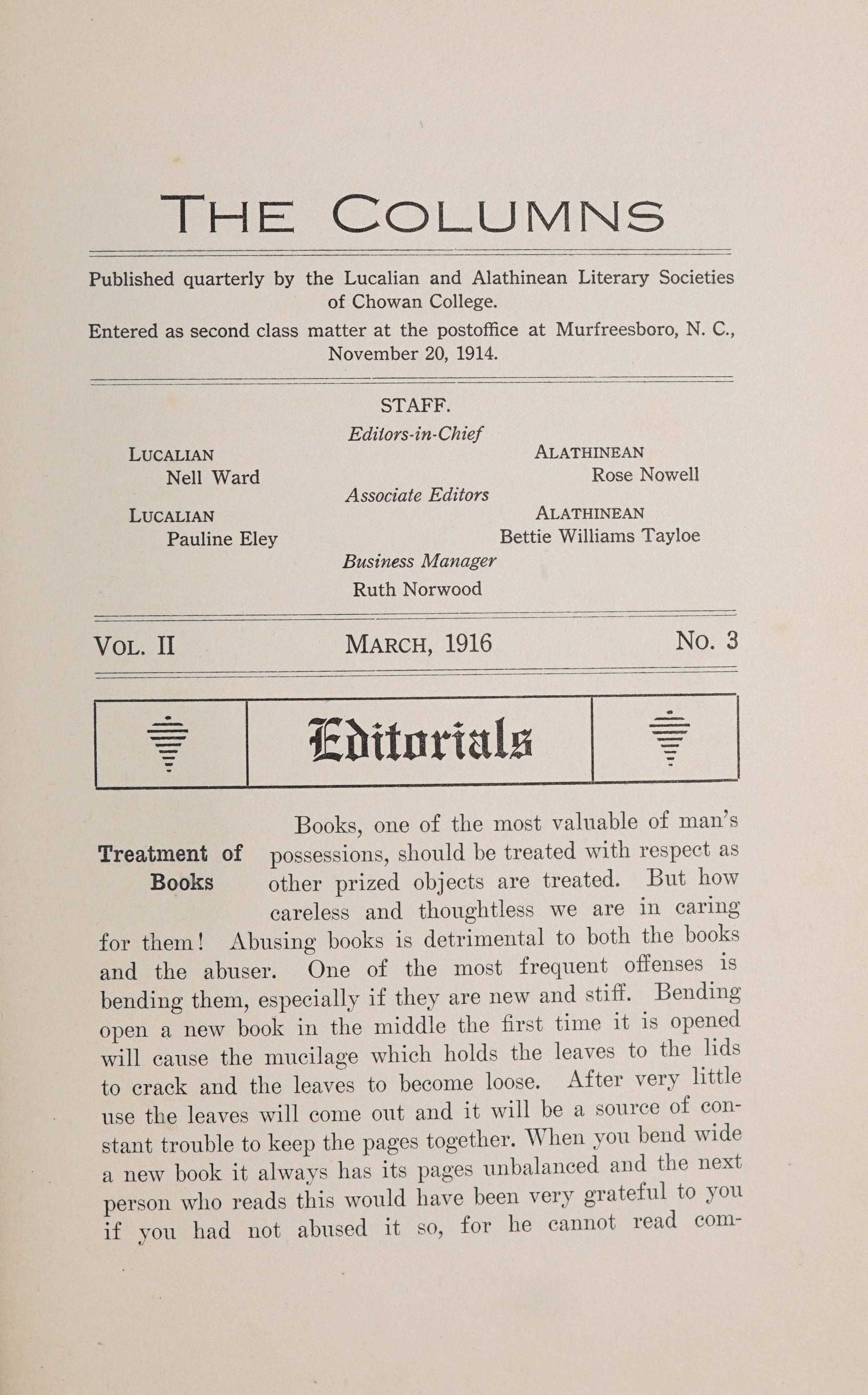 The Columns [January 1916]