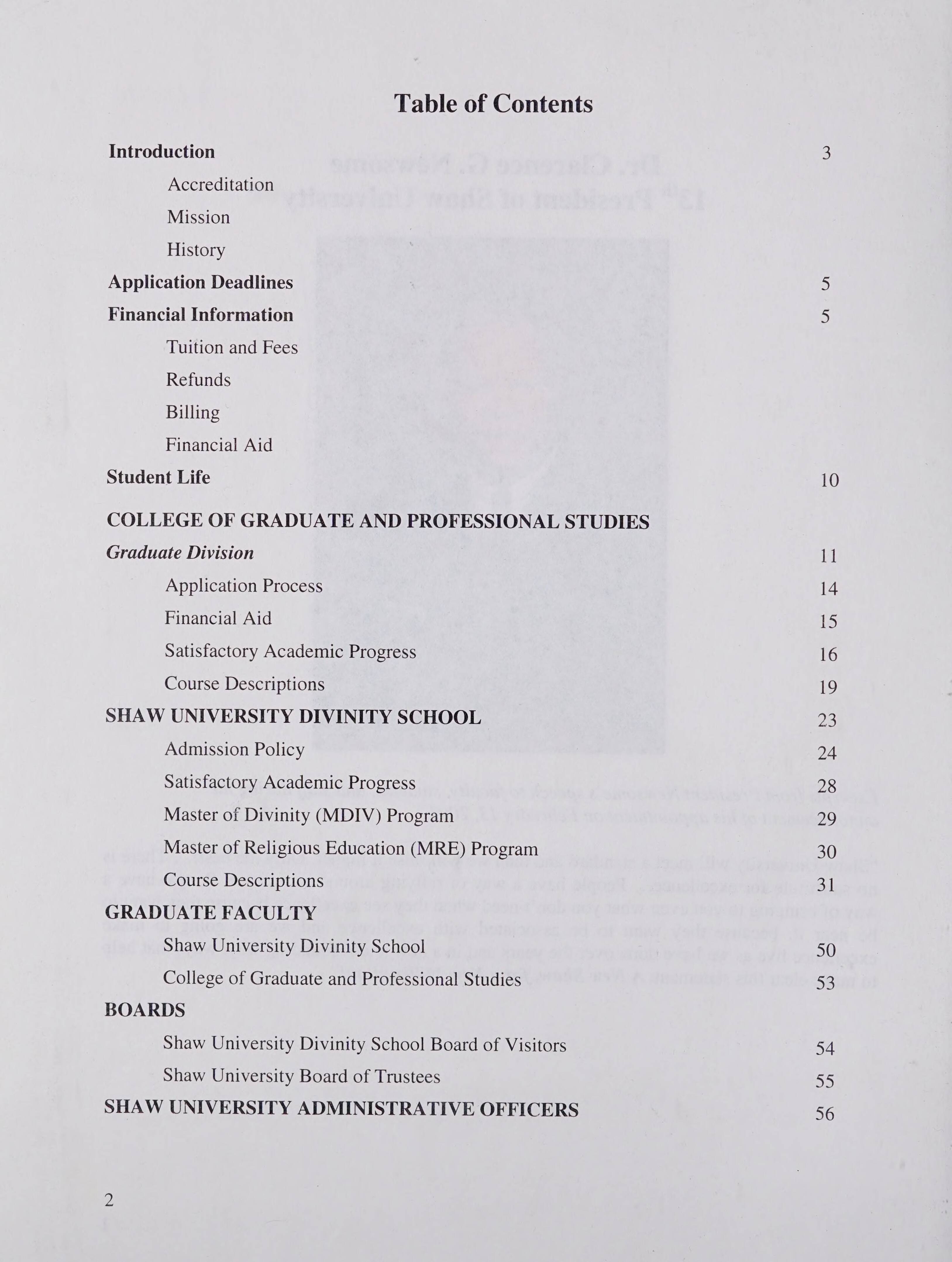 Shaw University Graduate Catalog [2003-2004]