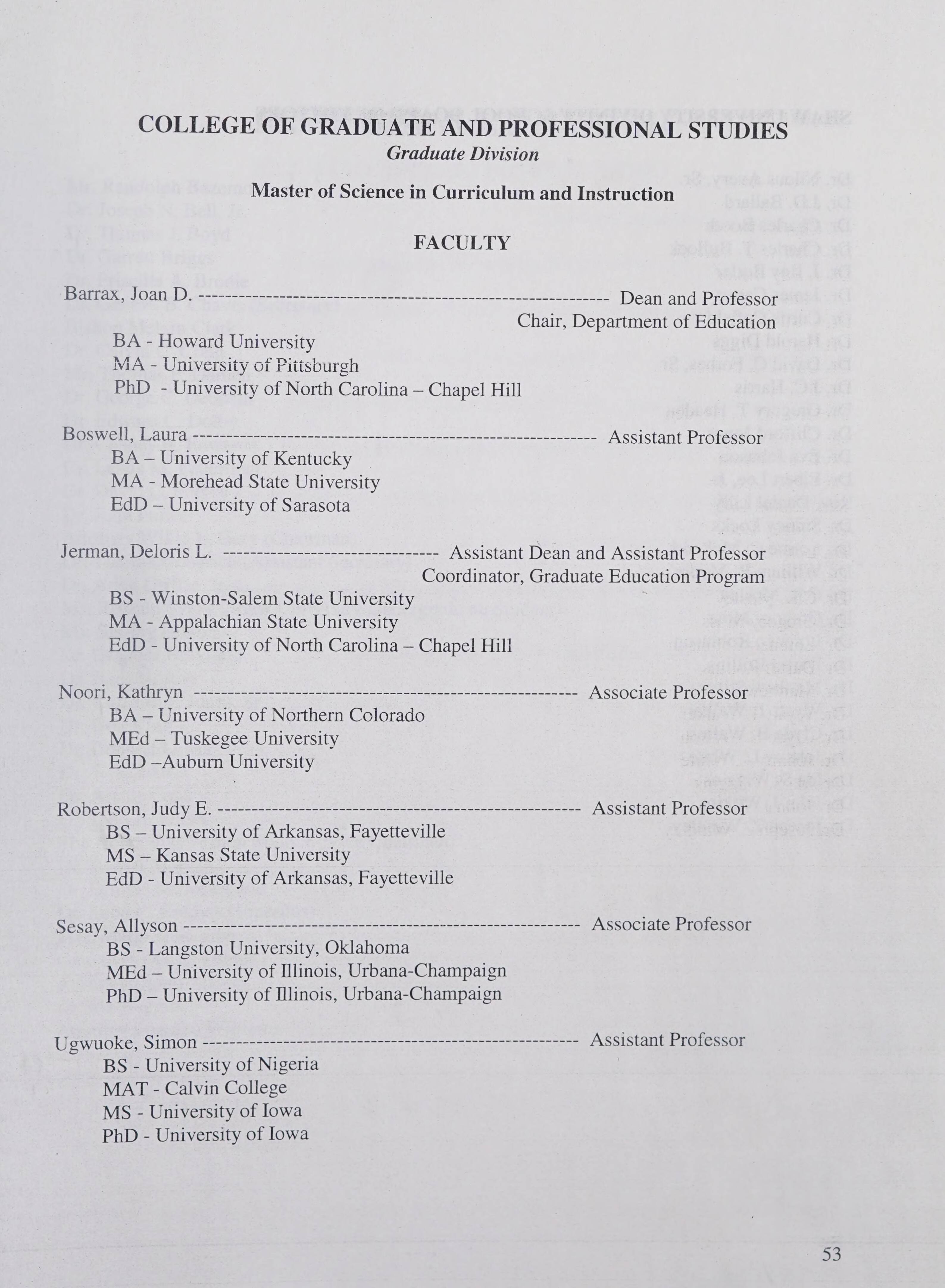 Shaw University Graduate Catalog [2003-2004]