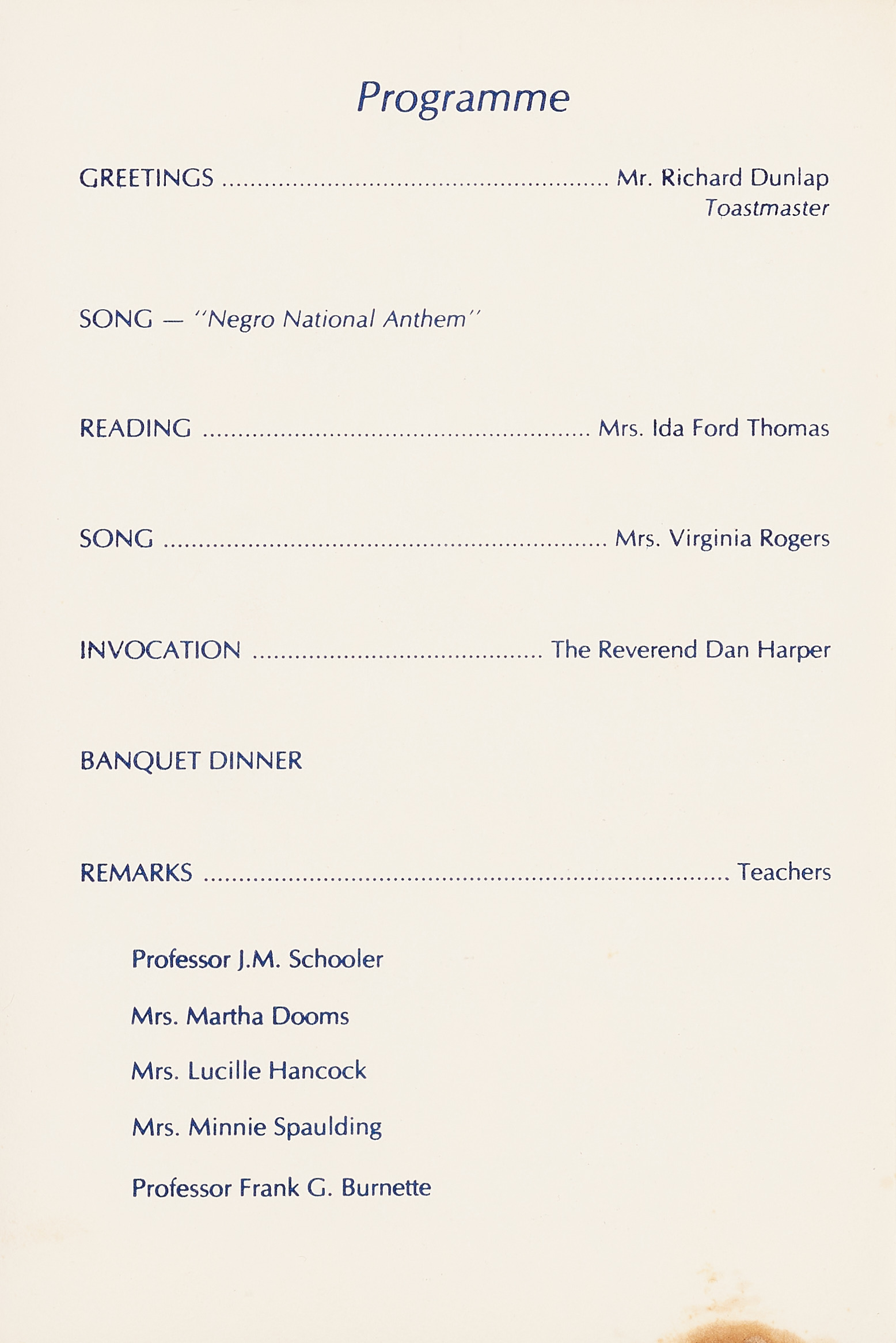 Hillside High School Classes of 1936 and 1937 Reunion Banquet