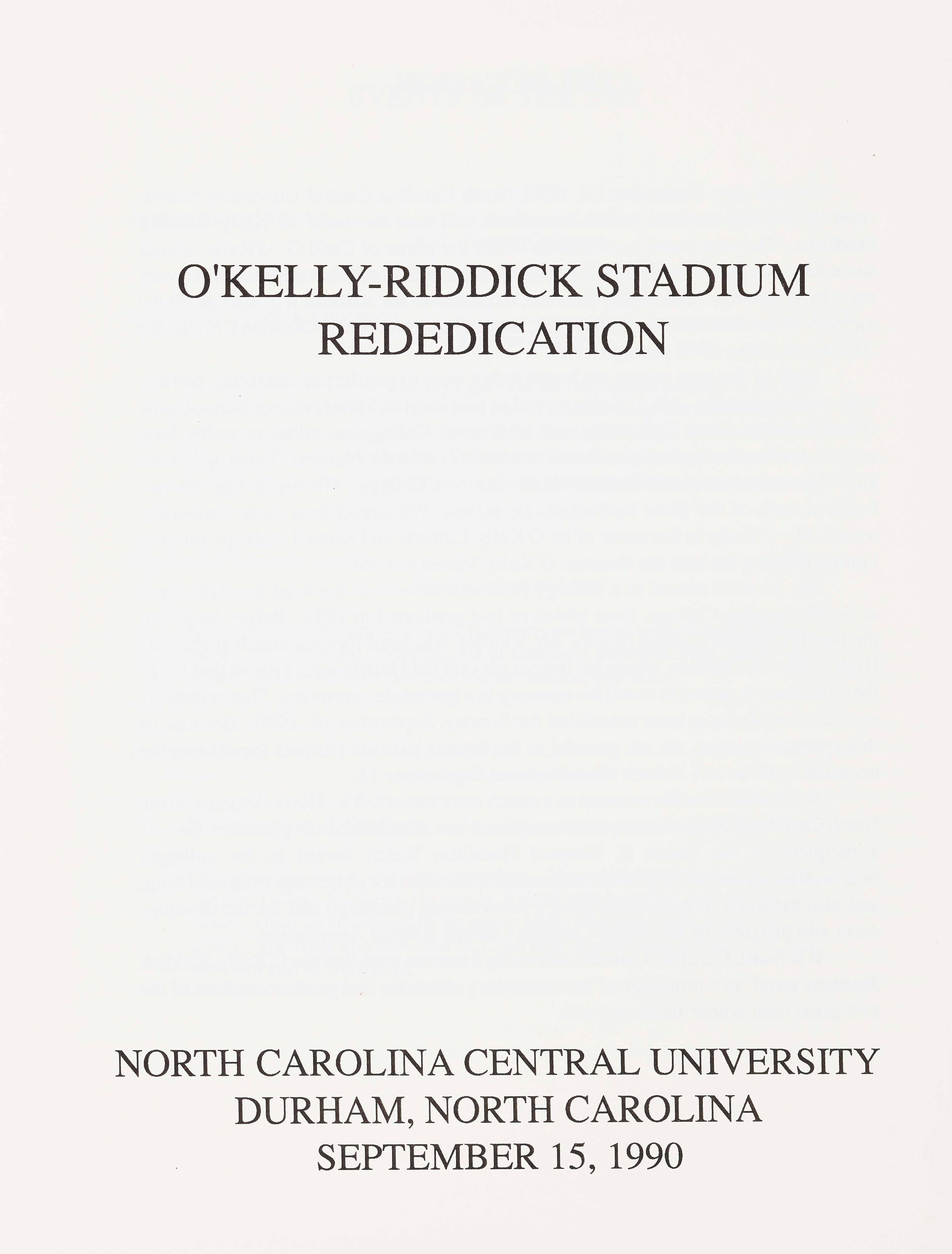O'Kelly-Riddick Stadium Rededication