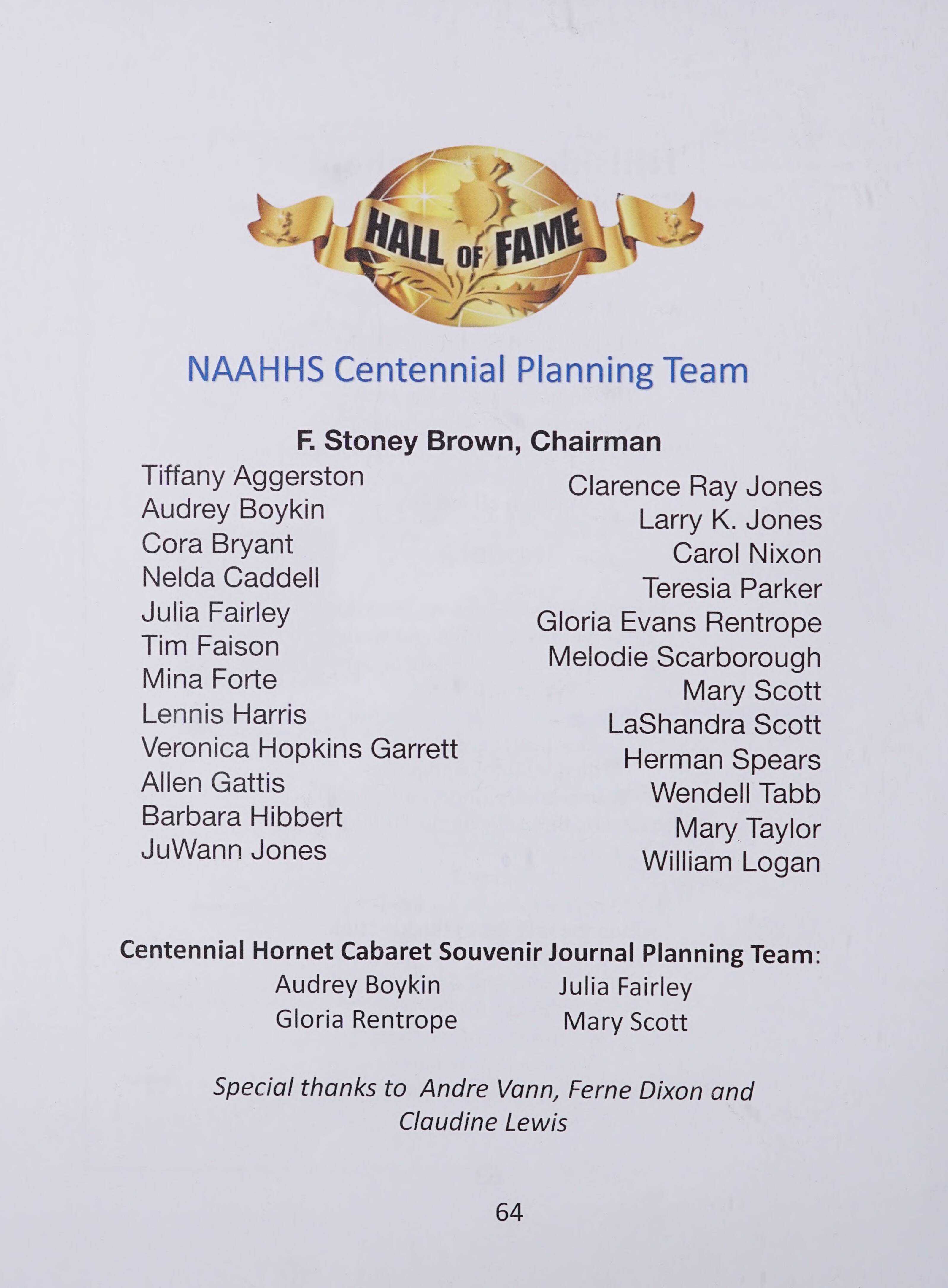 The Hornet Cabaret Centennial Celebration: Coming Home Program