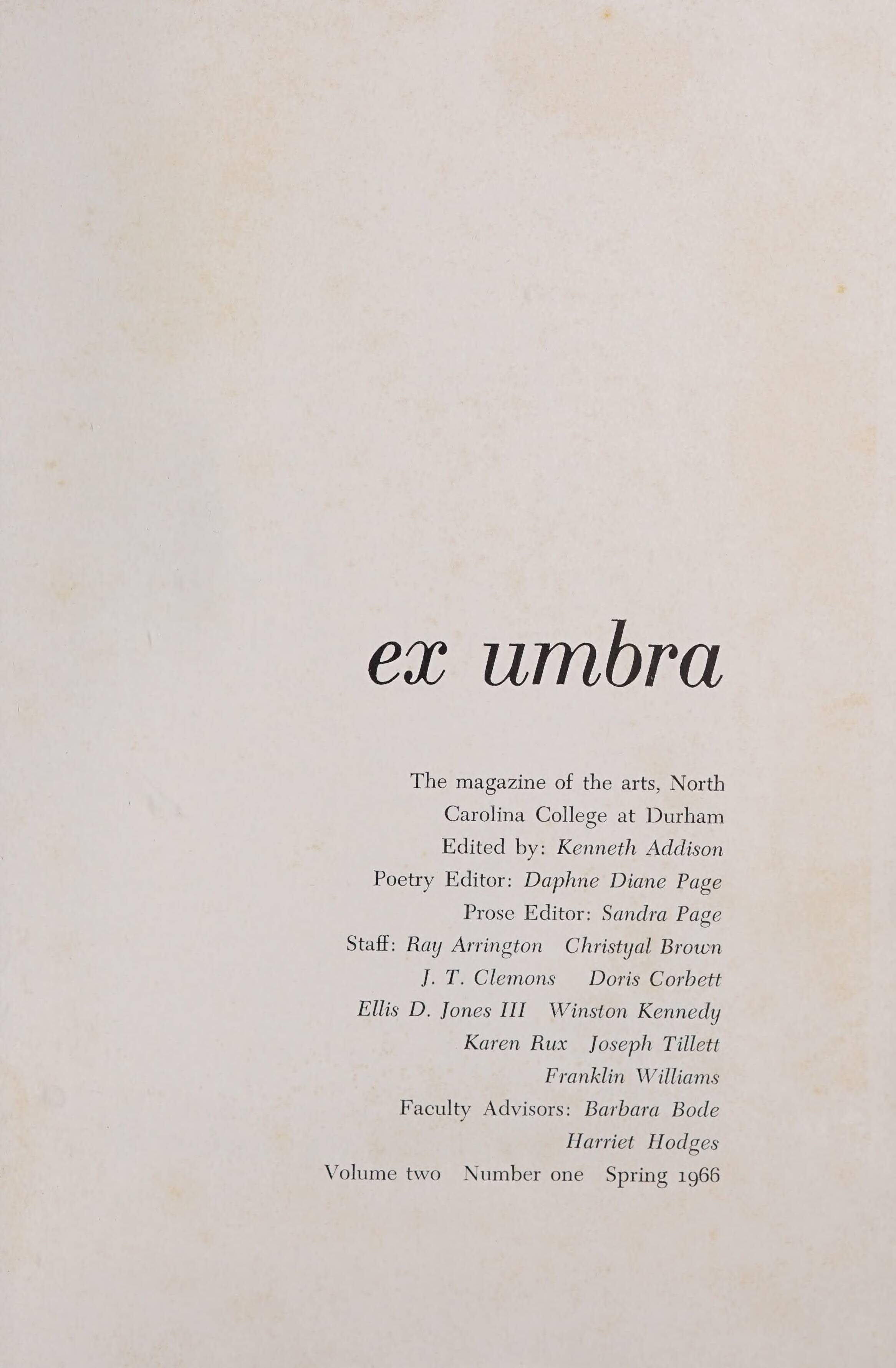 Ex Umbra [Spring 1966]