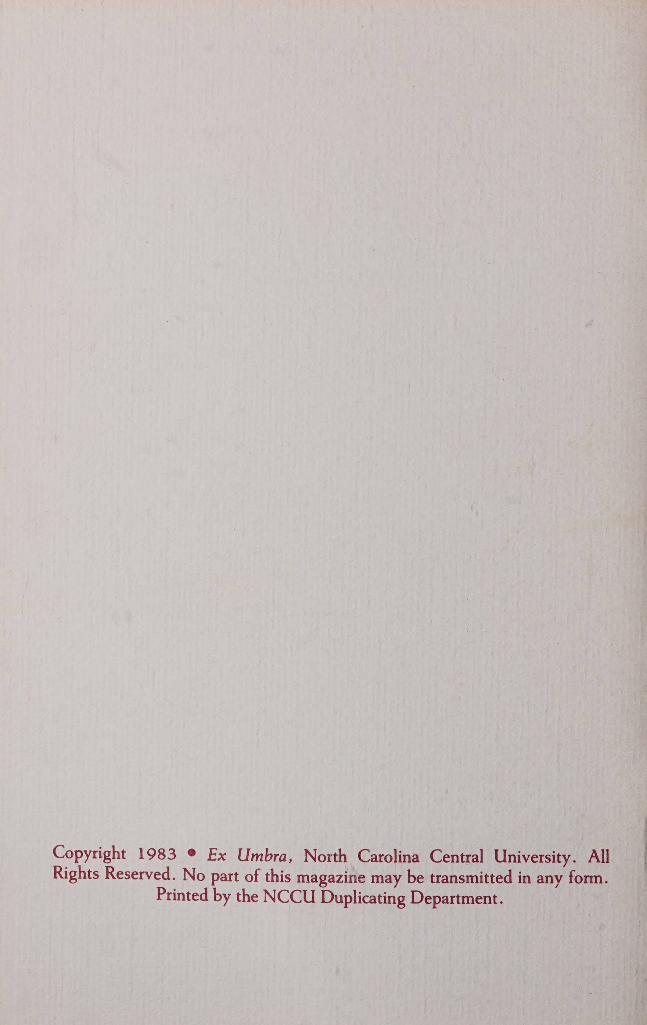 Ex Umbra: The Ascension of the Mind [Fall 1983]