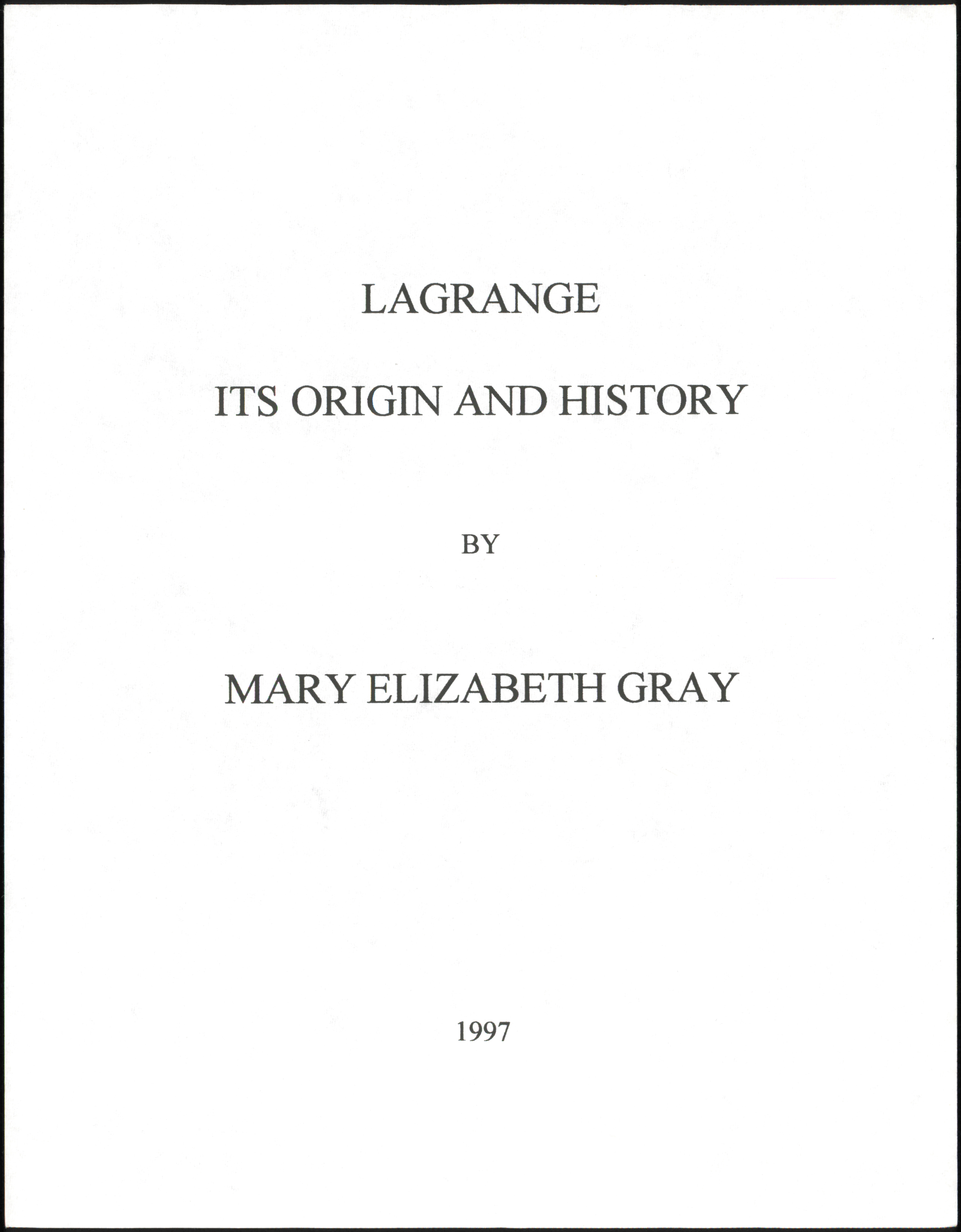 La Grange: Origin and History