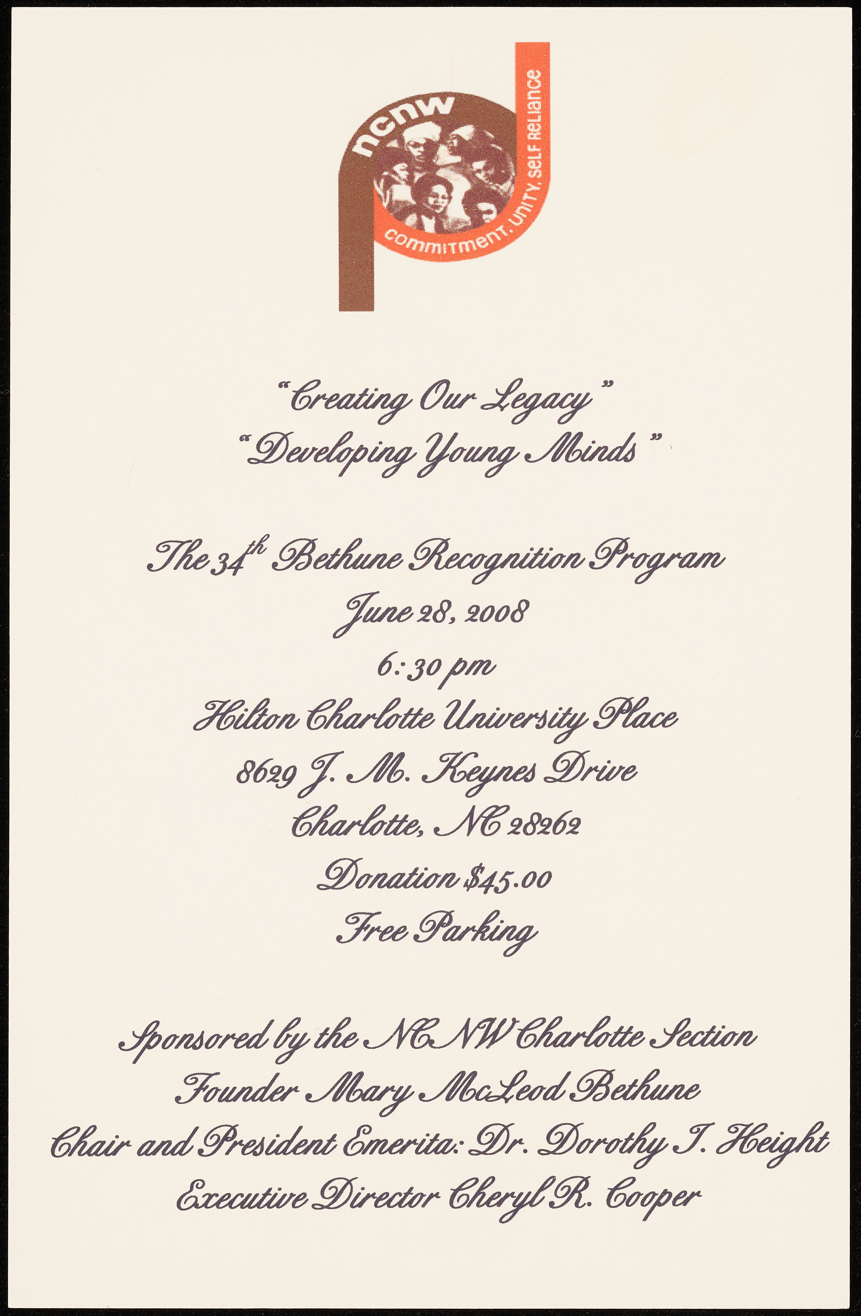 National Council of Negro Women, Inc. Charlotte Section 34th Bethune ...