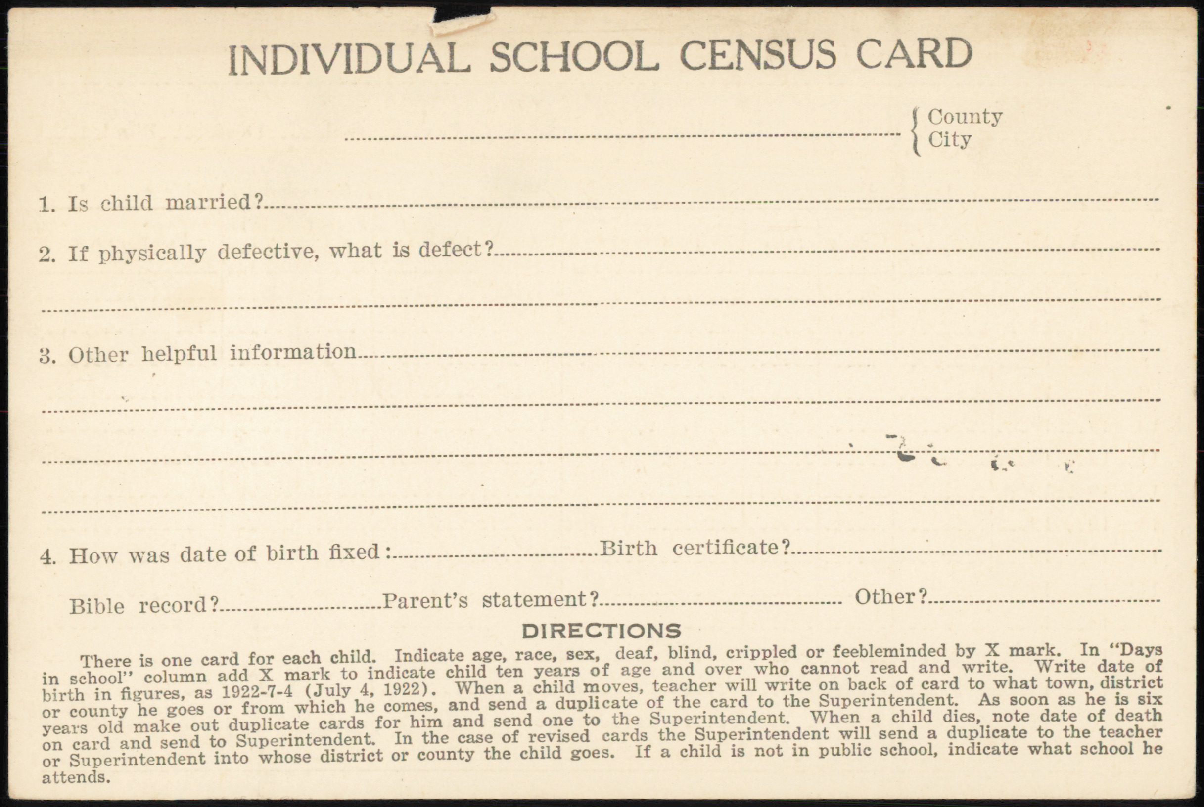 Henderson Institute Individual School Census Cards: F