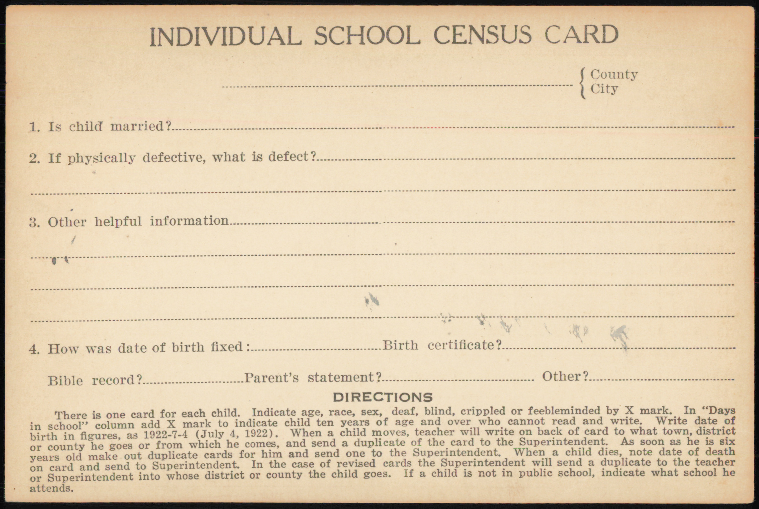 Henderson Institute Individual School Census Cards: F
