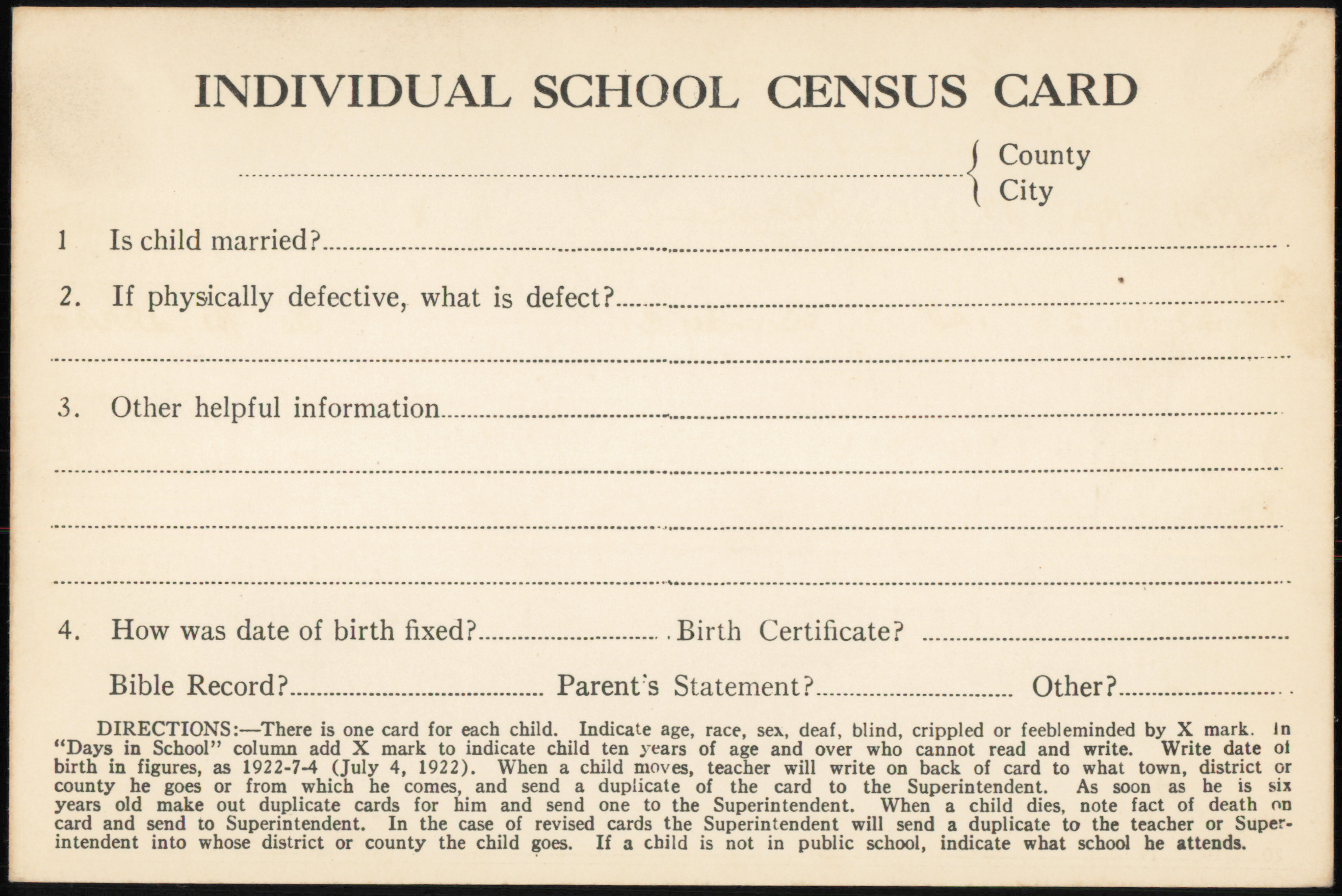 Henderson Institute Individual School Census Cards: W