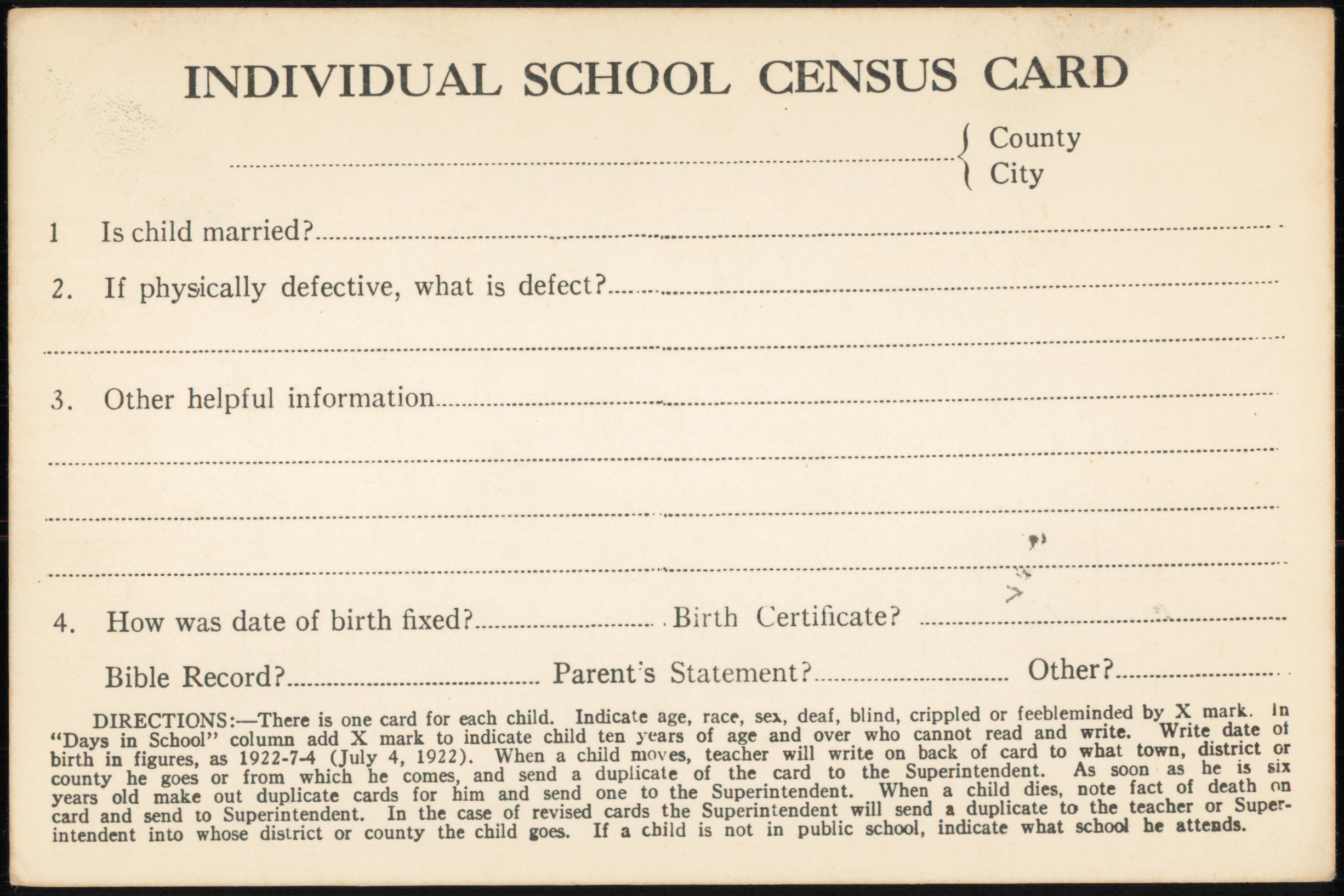 Henderson Institute Individual School Census Cards: W