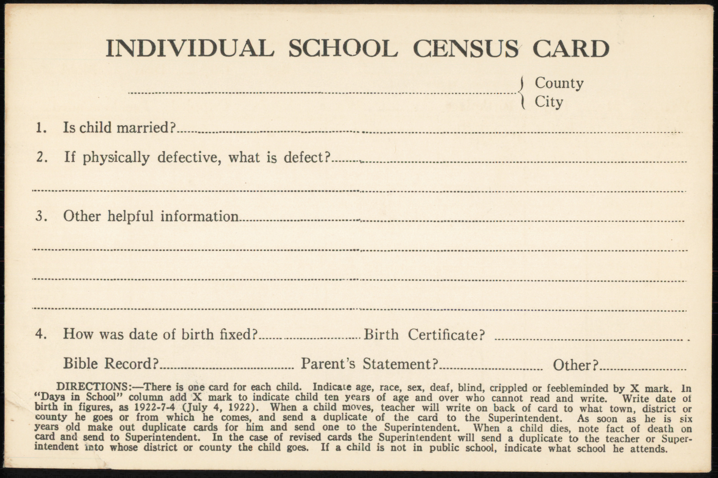 Henderson Institute Individual School Census Cards: P