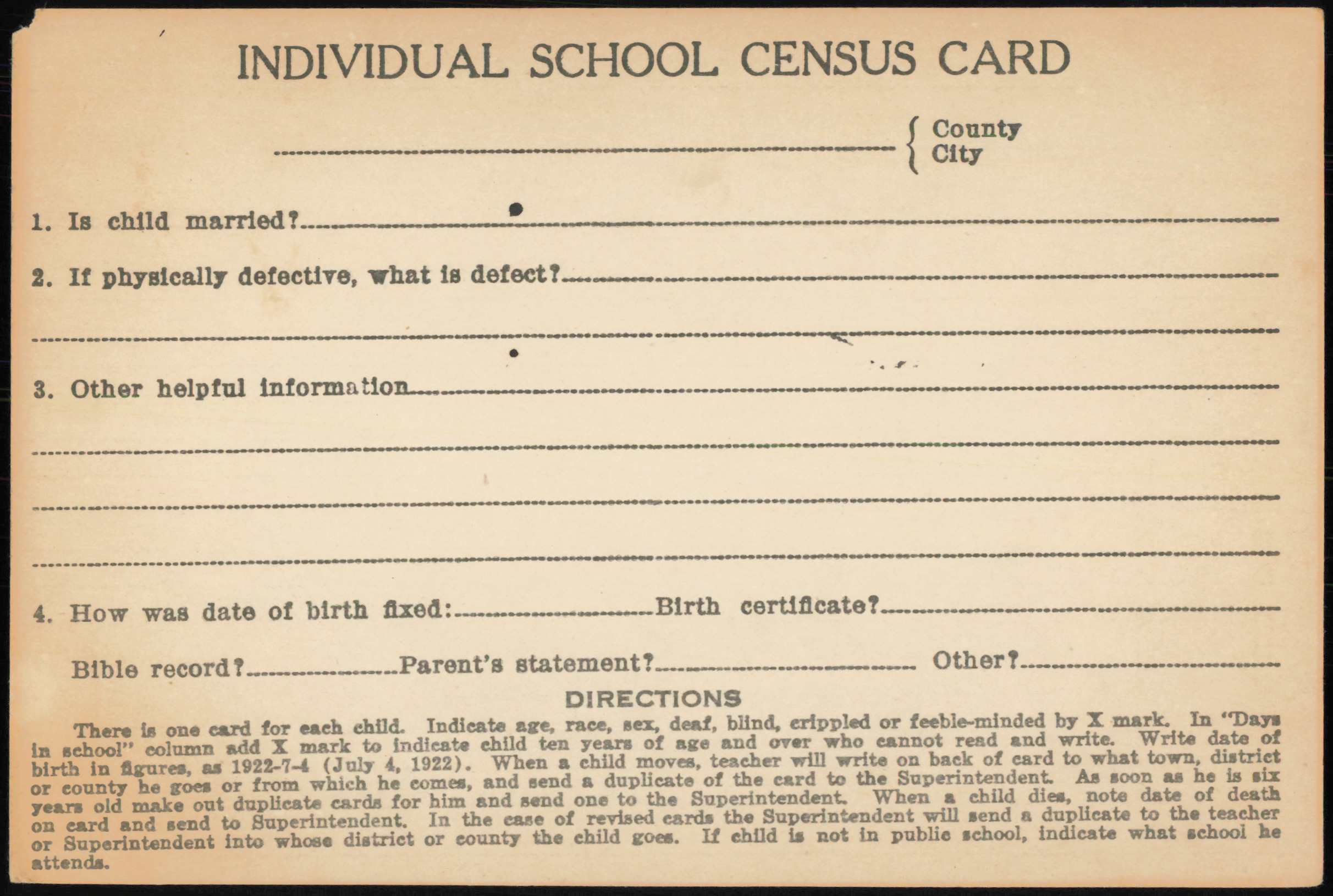 Henderson Institute Individual School Census Cards: P