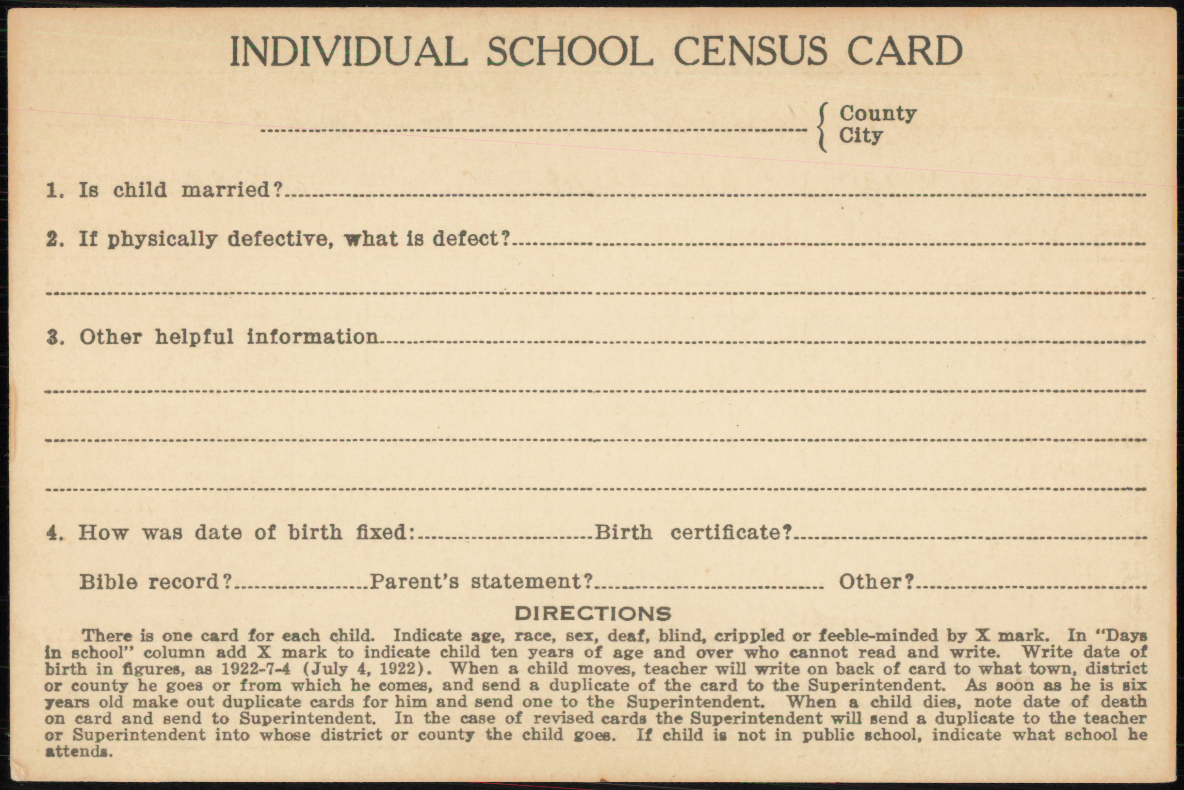 Henderson Institute Individual School Census Cards: T