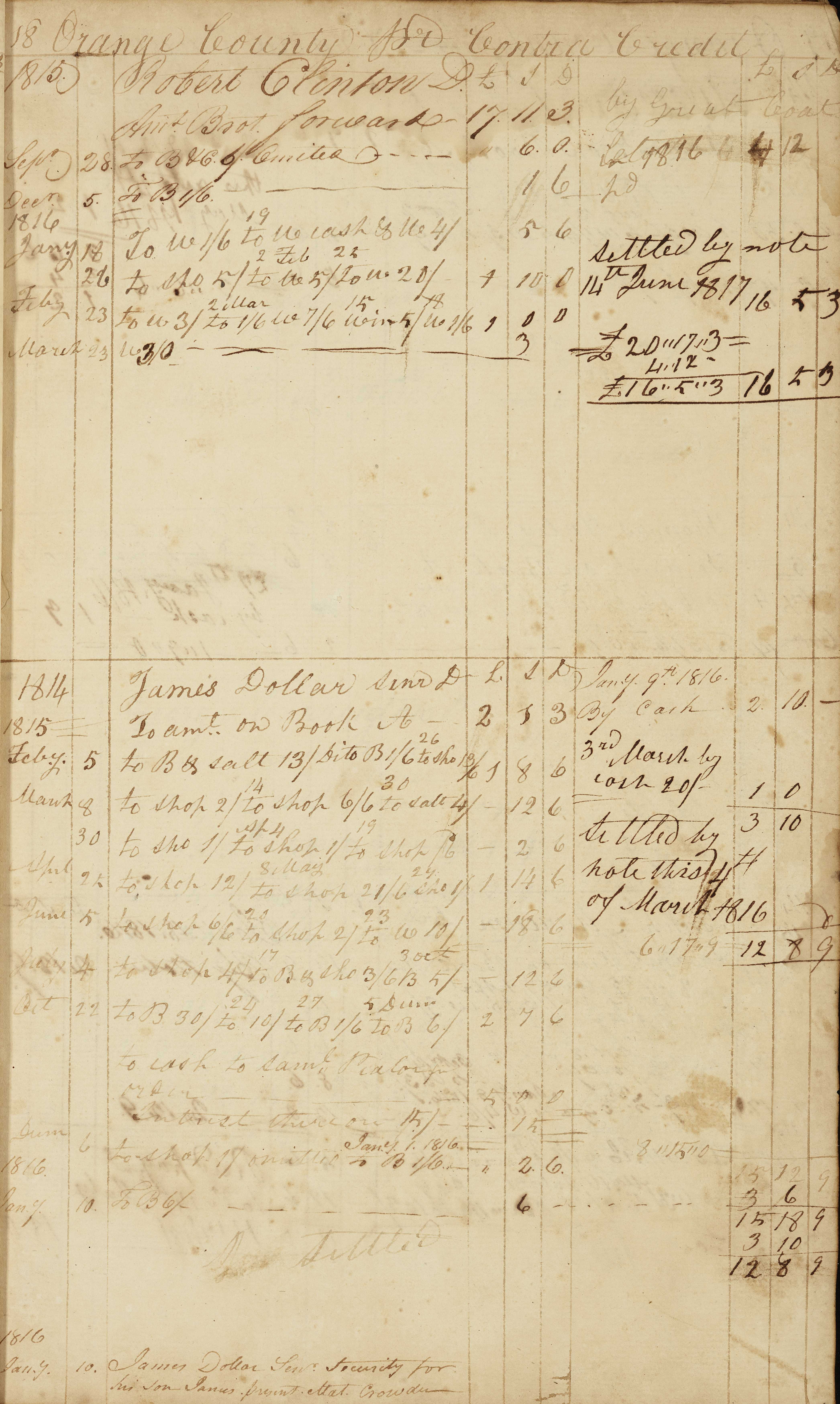 Latta Family Account Ledger [1812-1821]