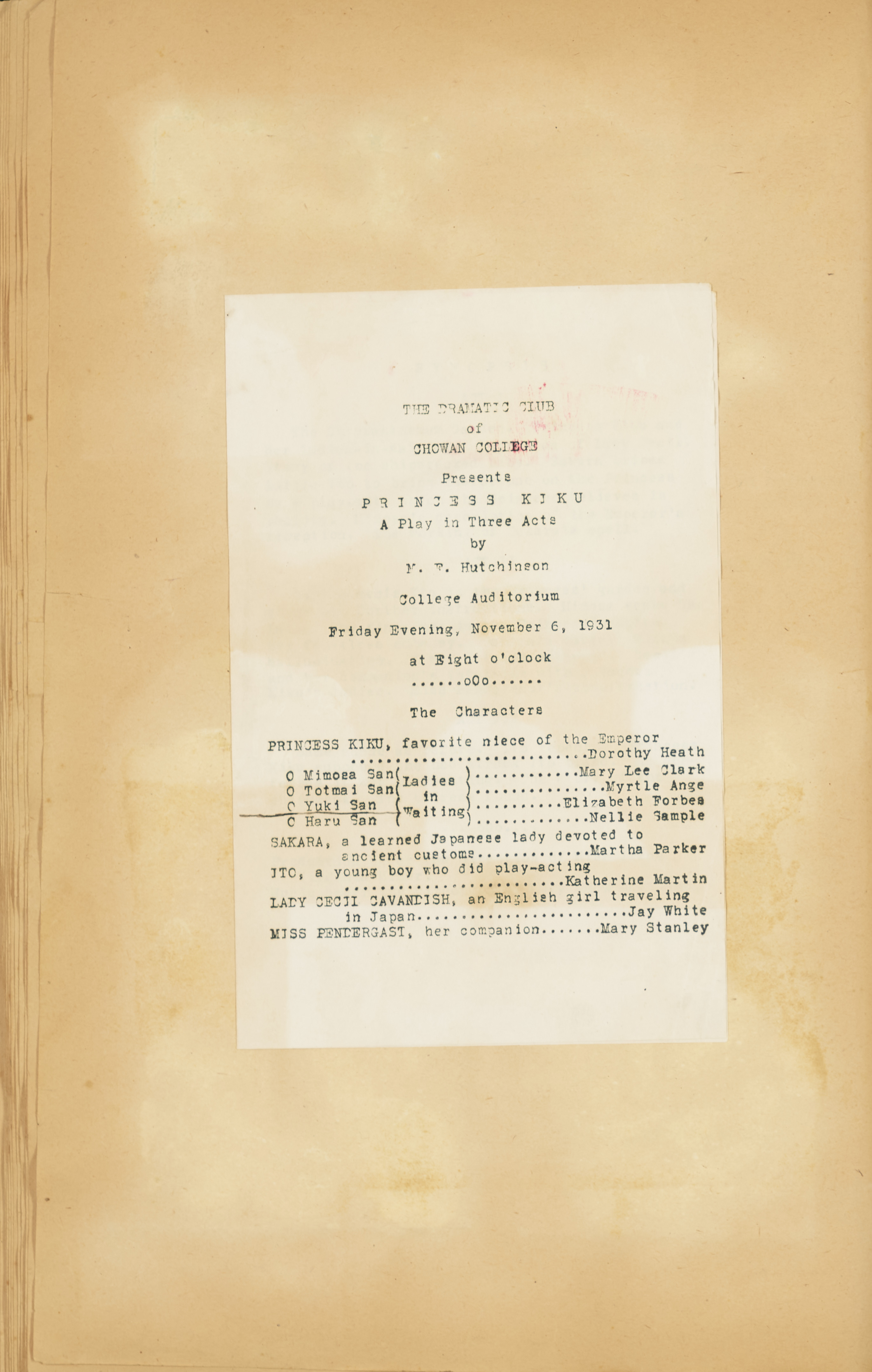 Chowan Life As I See It [c. 1930]