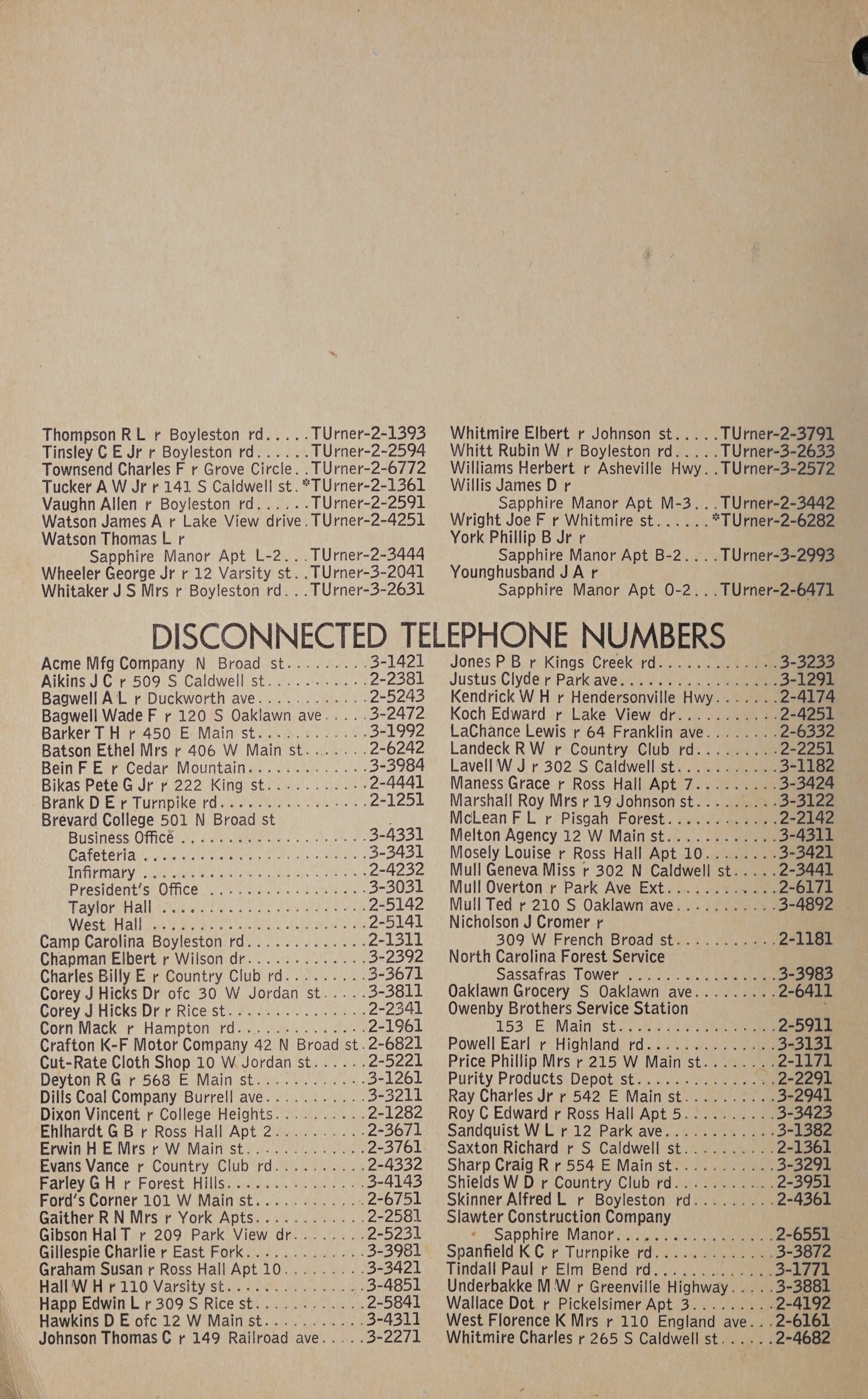 Telephone Directory [December, 1952]