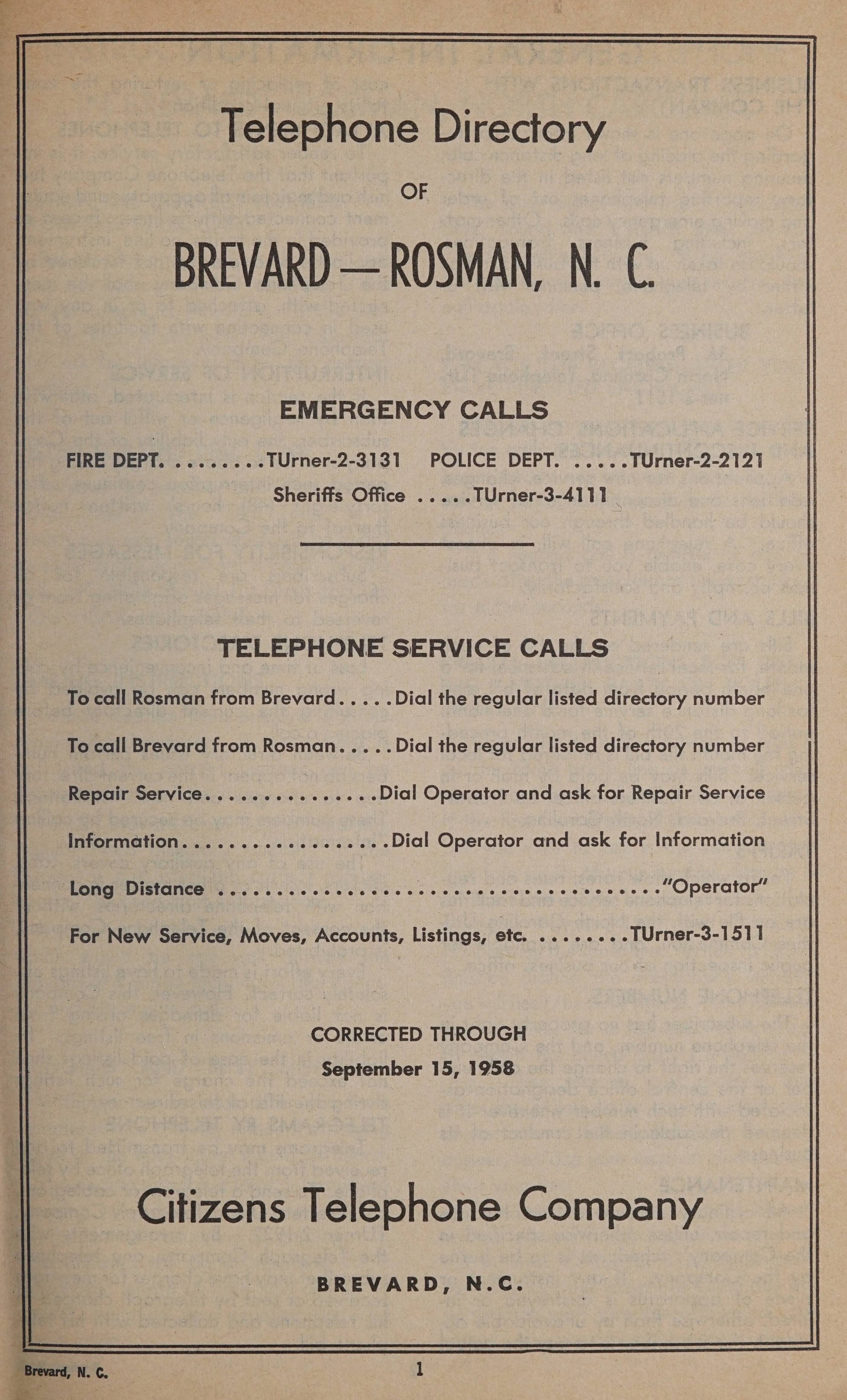 Telephone Directory [December, 1964]